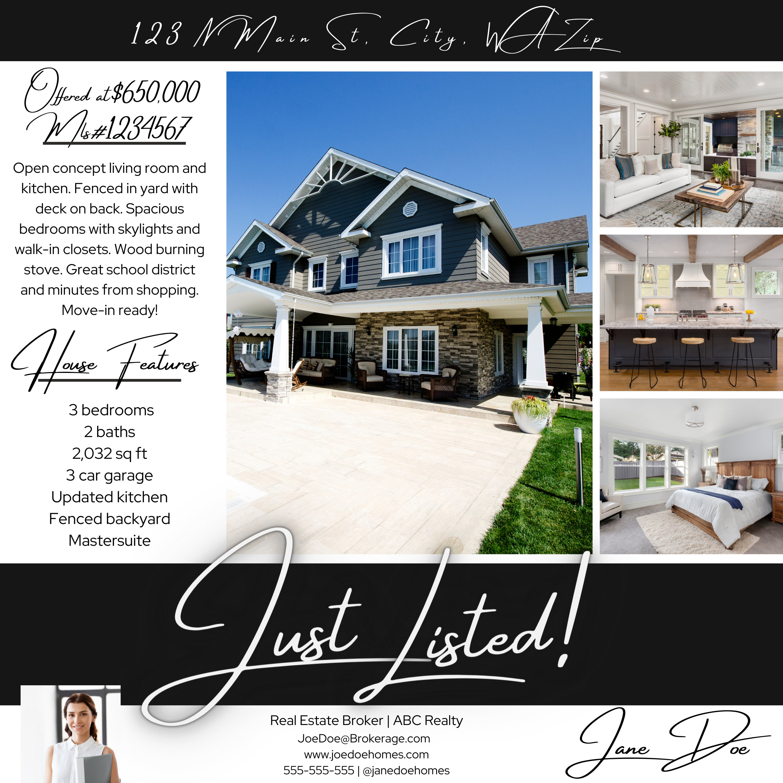 Real Estate Social Media Post, Just Listed Template, Instant Download ...