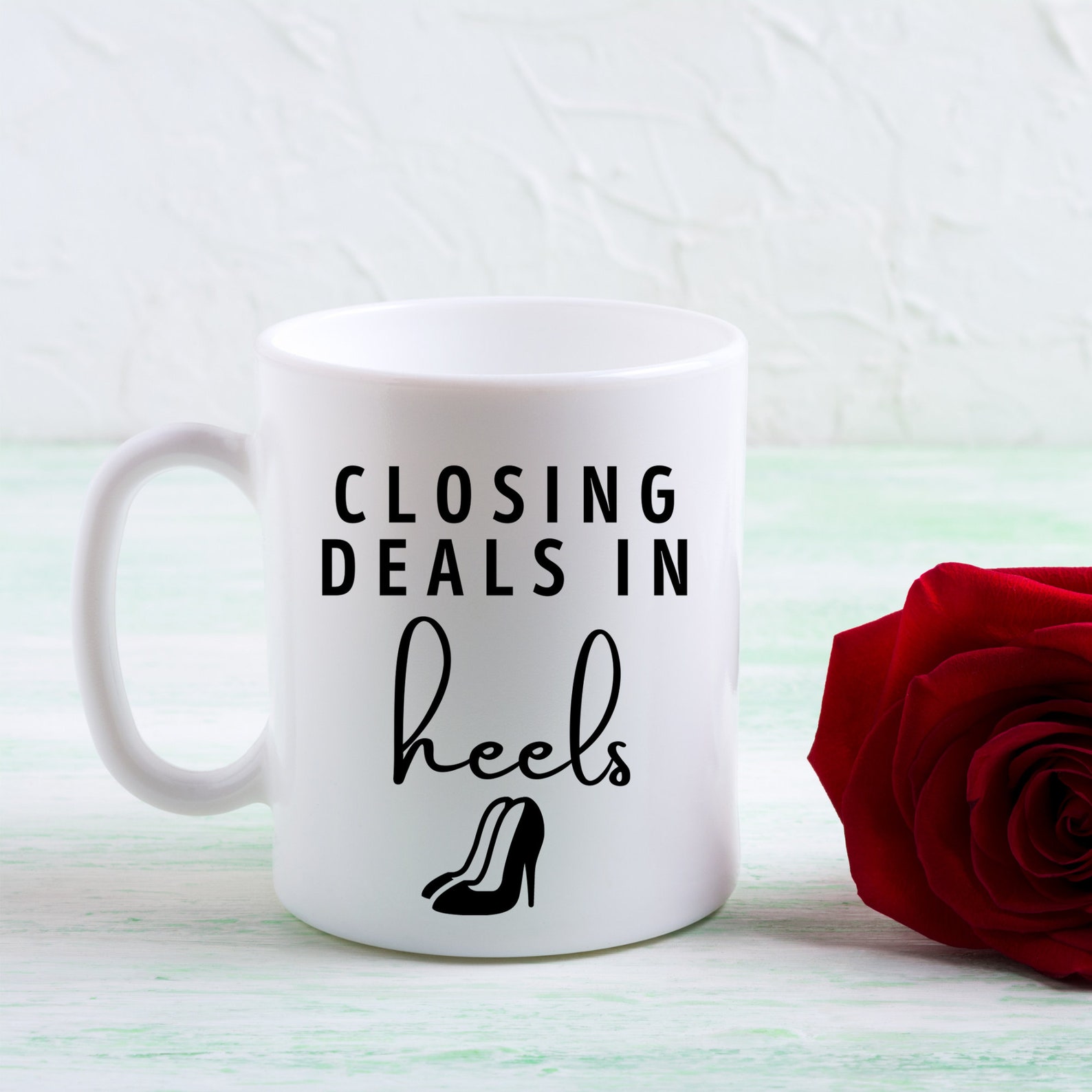 Closing Deals in Heels, Realtor, Coffee Mug, Real Estate Mugs, Cup for ...