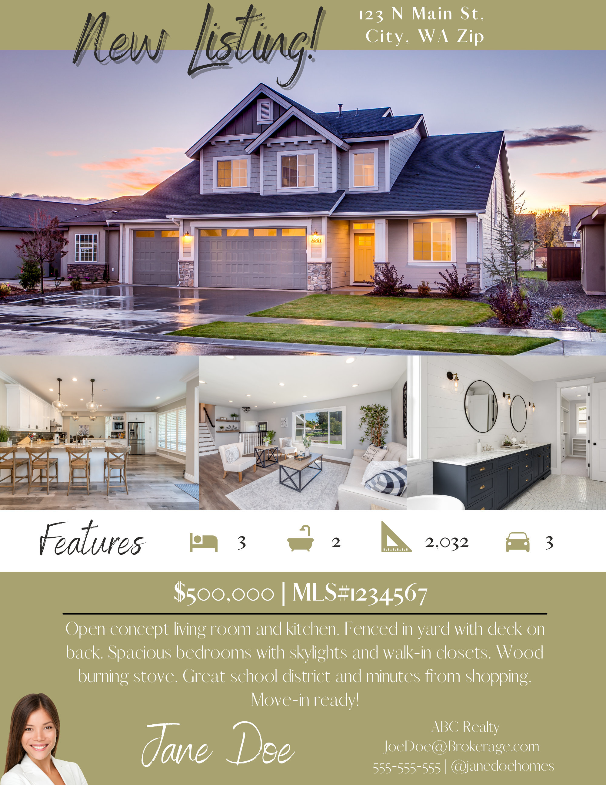 Design & Templates Paper Customize New Home Flyer Realtor Flyer| Real ...
