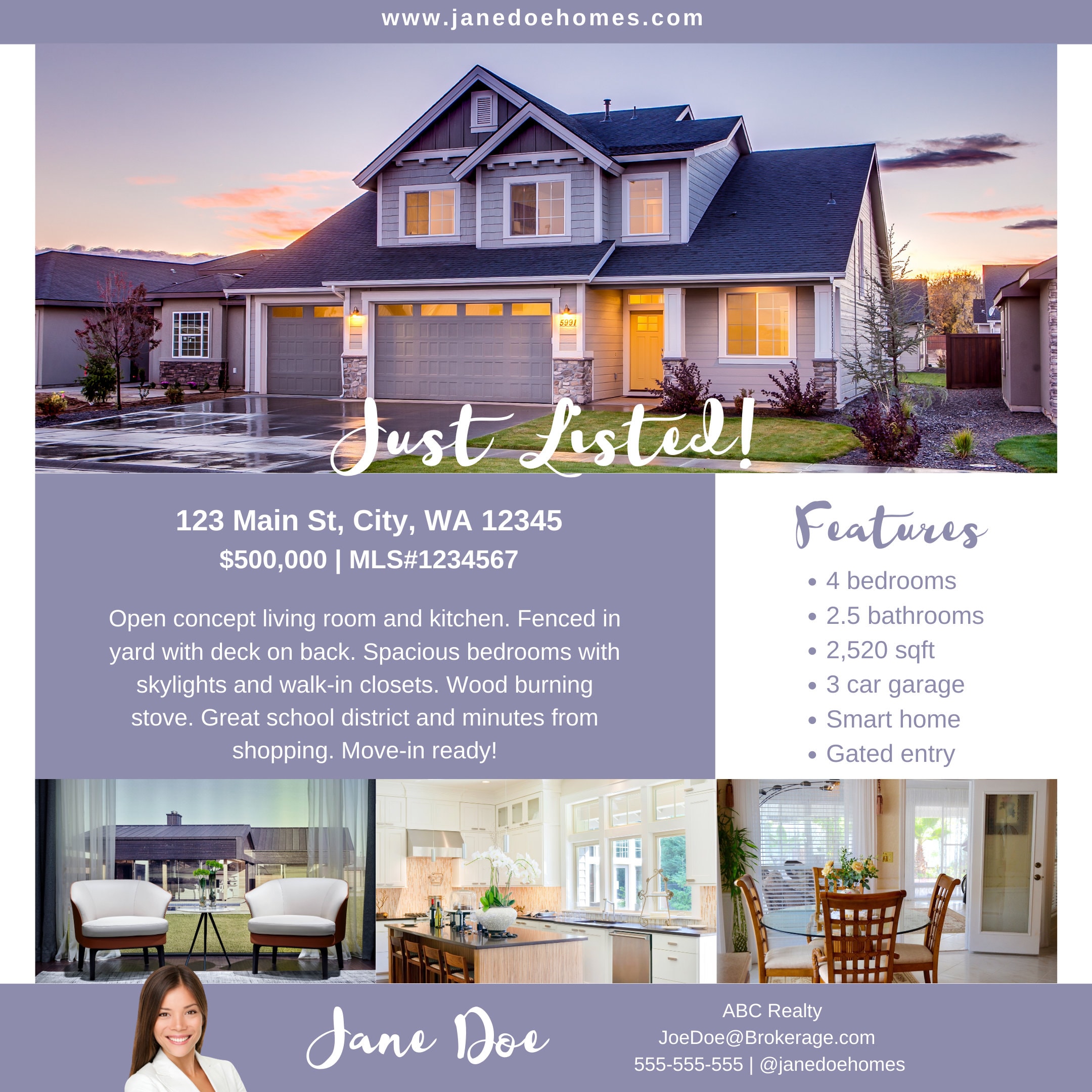 Real Estate Social Media Post, Just Listed Template, Instant Download ...