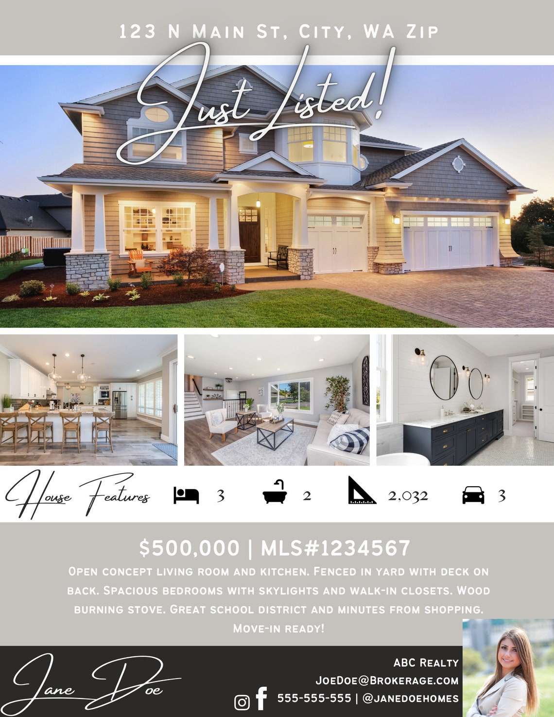 Listing Flyer | Real Estate Flyer | Instant Download | Real Estate ...