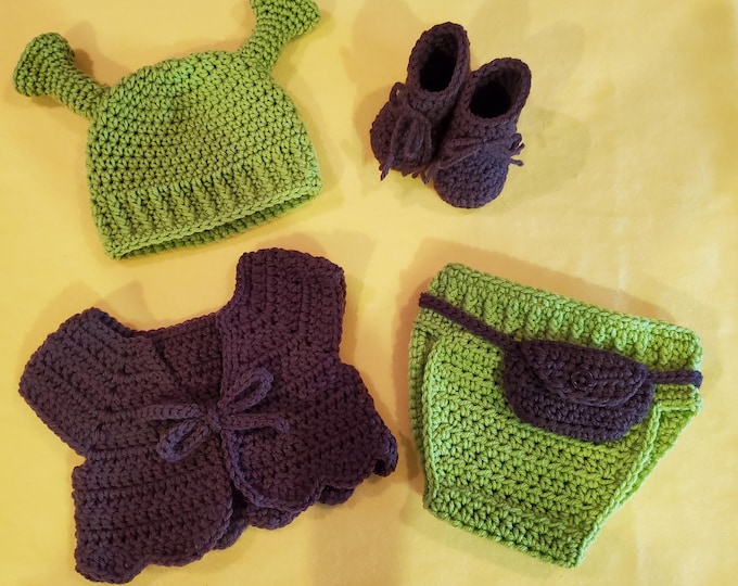 Handmade Crochet Baby Boy Ogre Costume / Photo Prop Outfit With Hat ...