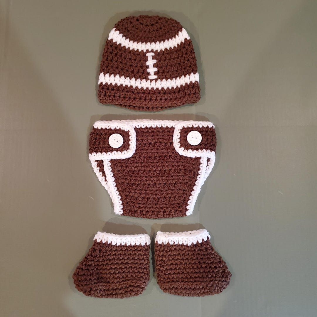 Handmade Crochet Football Baby Costume / Photo Prop Outfit With Hat ...
