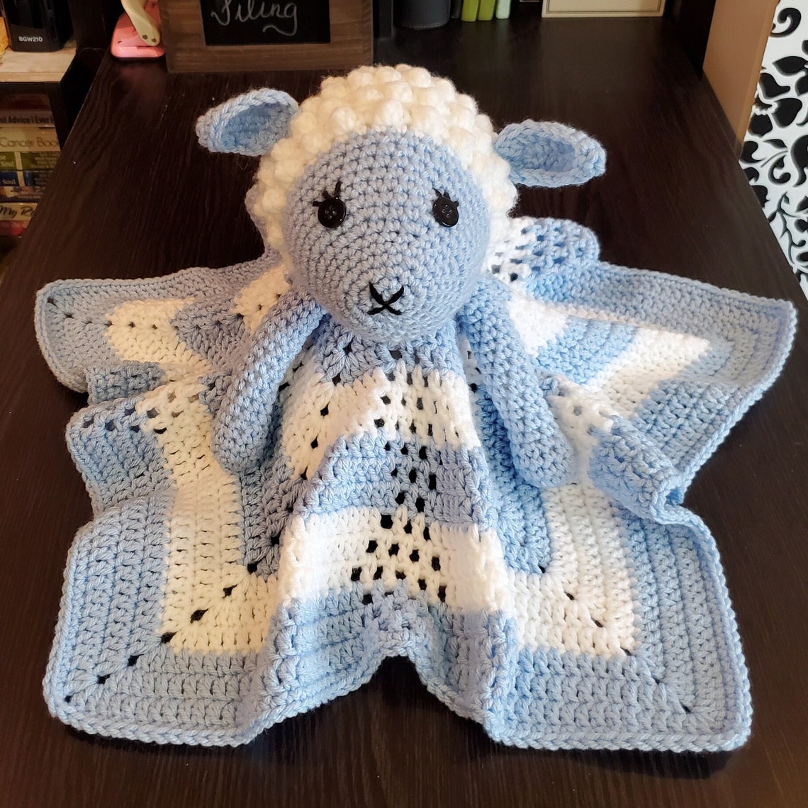 Handmade Crochet Blue Lamb Lovey Security Blanket - Etsy