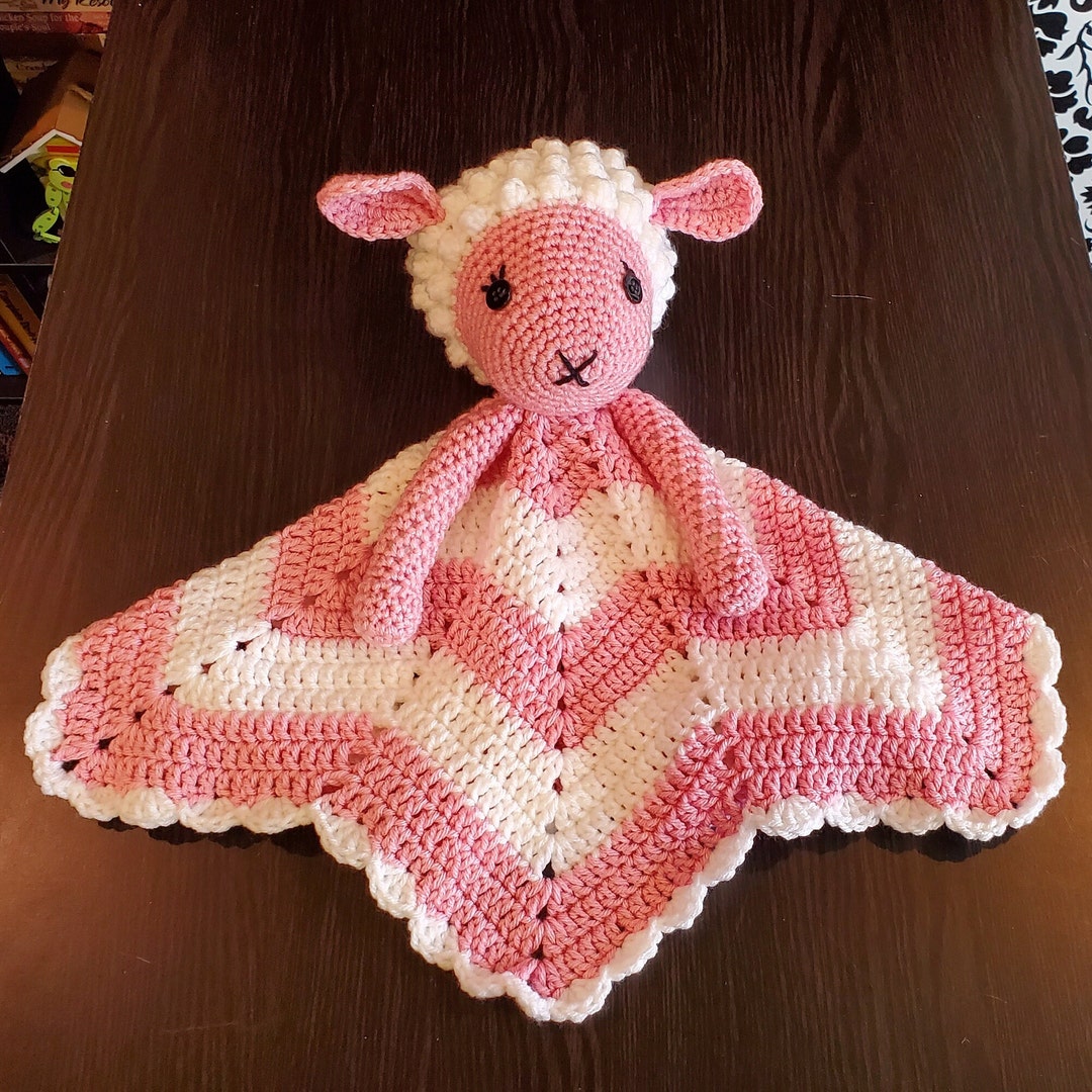 Handmade Crochet Pink Lamb Lovey Security Blanket - Etsy