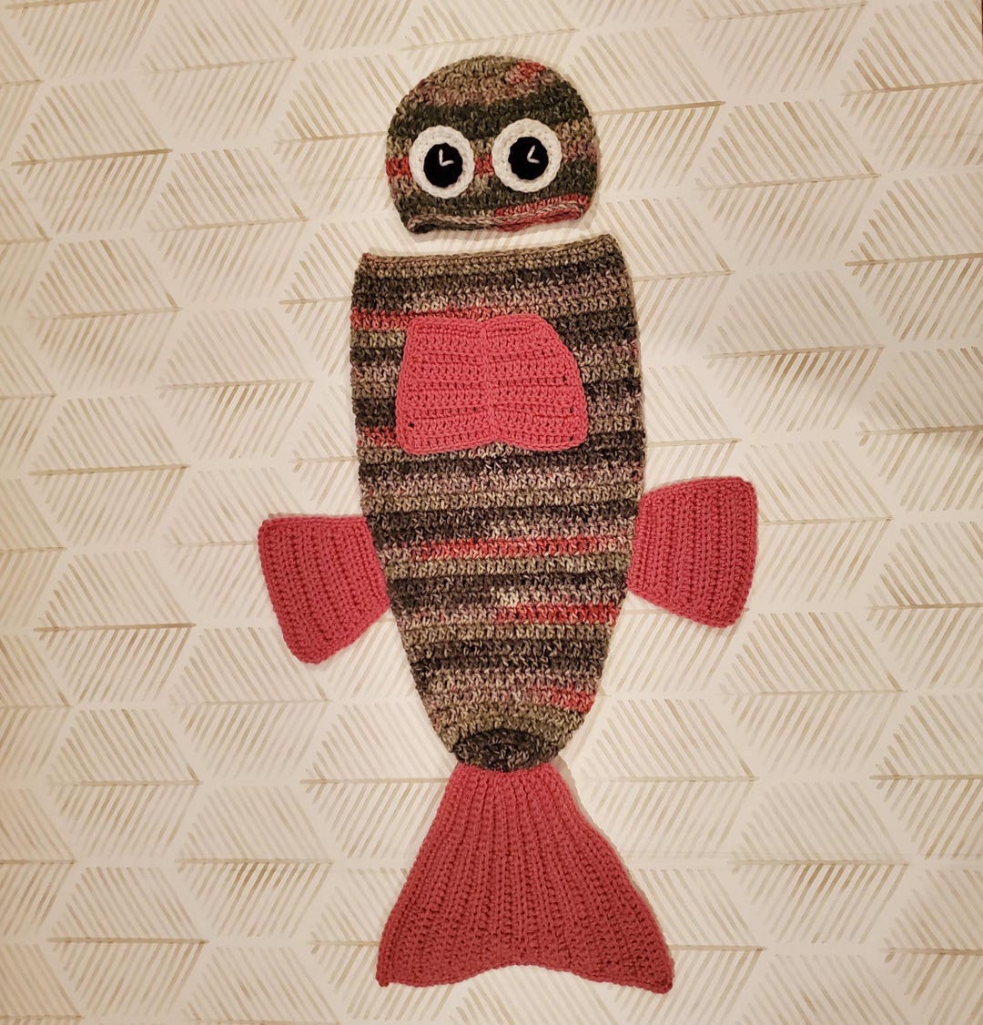 Handmade Crochet My Best Catch Trout Fish Cocoon Baby Costume / Photo ...