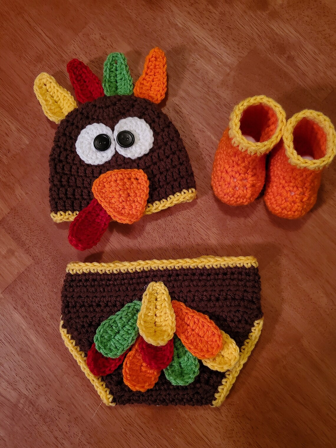 Handmade Crochet turkey Hat Booties & Diaper - Etsy