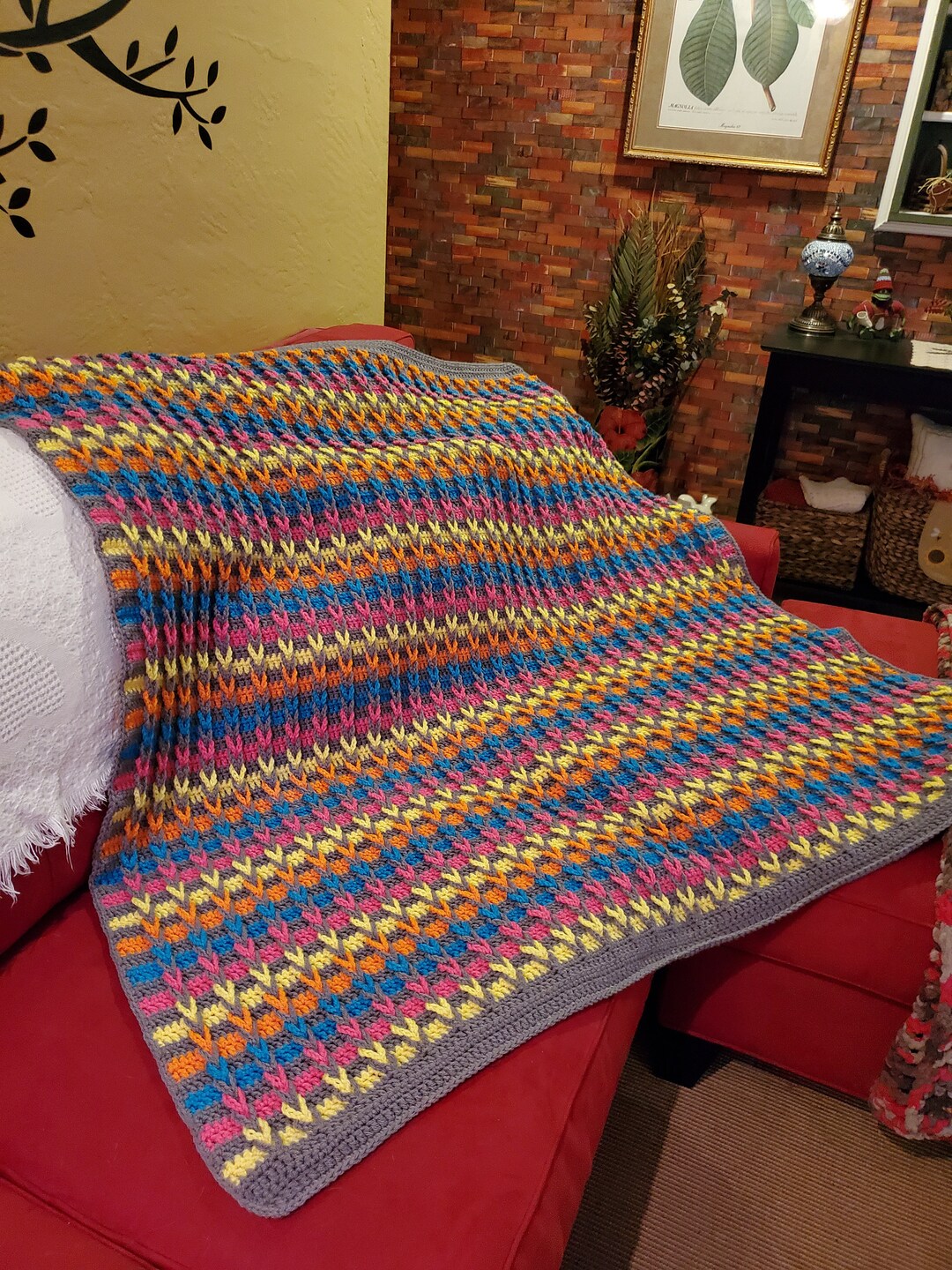 Handmade Crochet Jacob's Ladder Throw Afghan Blanket - Etsy