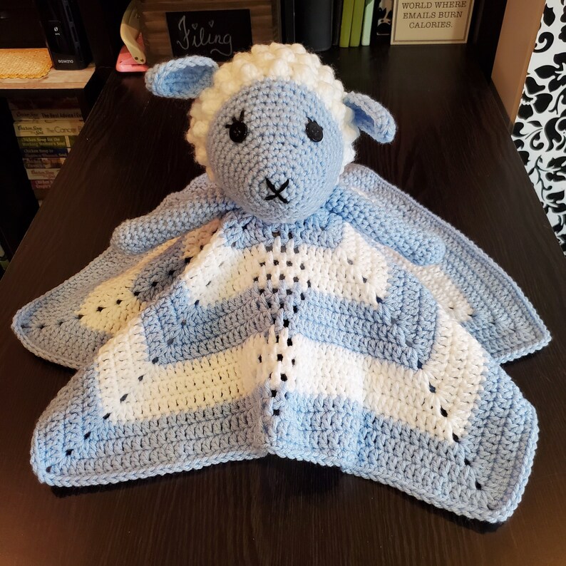 Handmade Crochet Blue Lamb Lovey Security Blanket - Etsy