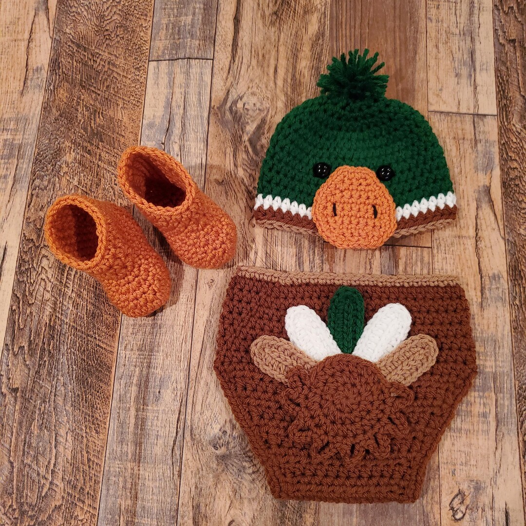 Handmade Crochet Baby Mallard Duck Costume / Photo Prop Outfit With Hat ...