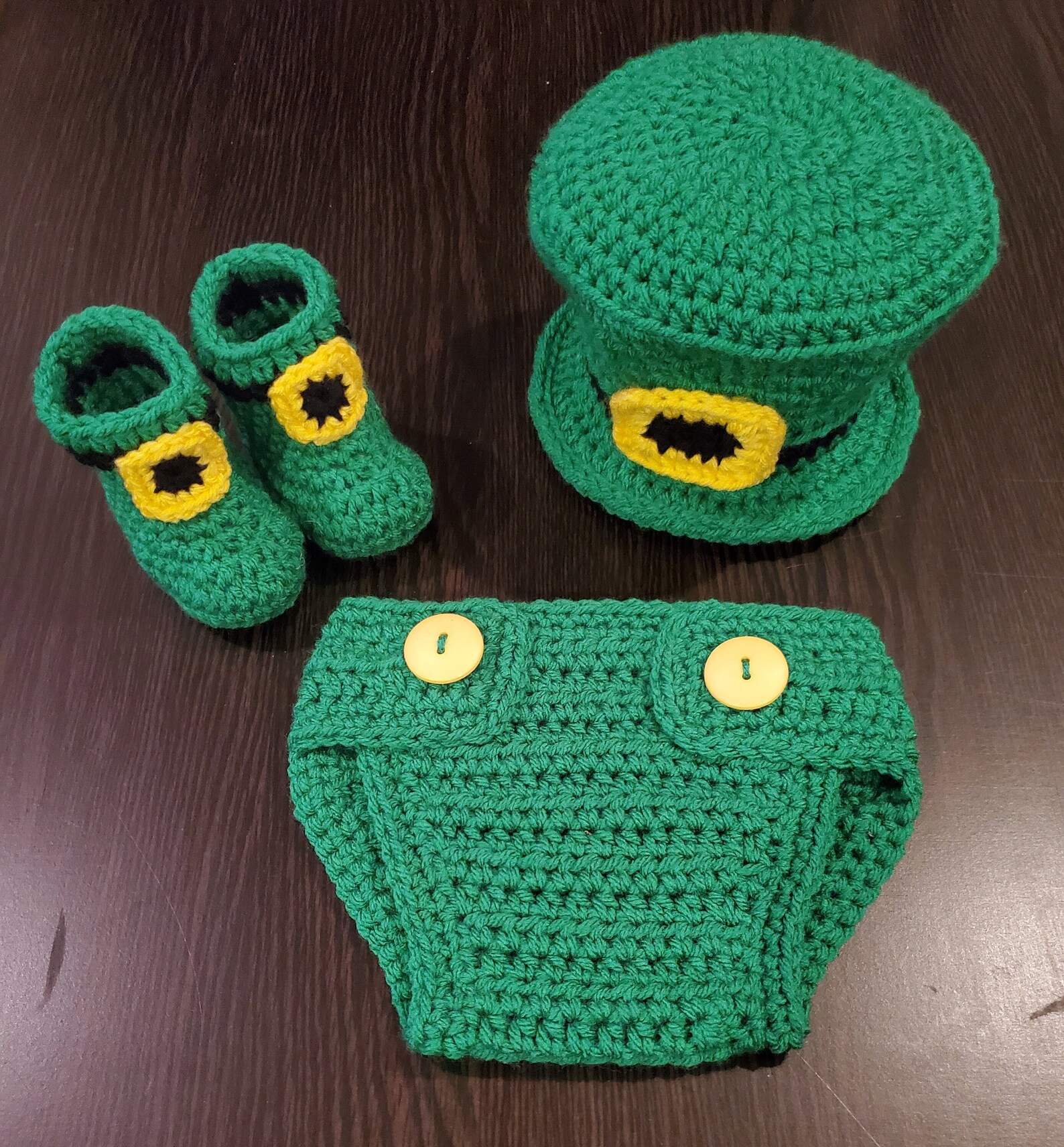 Handmade Crochet Irish Boy Hat, Booties & Diaper Cover Baby Set - Etsy