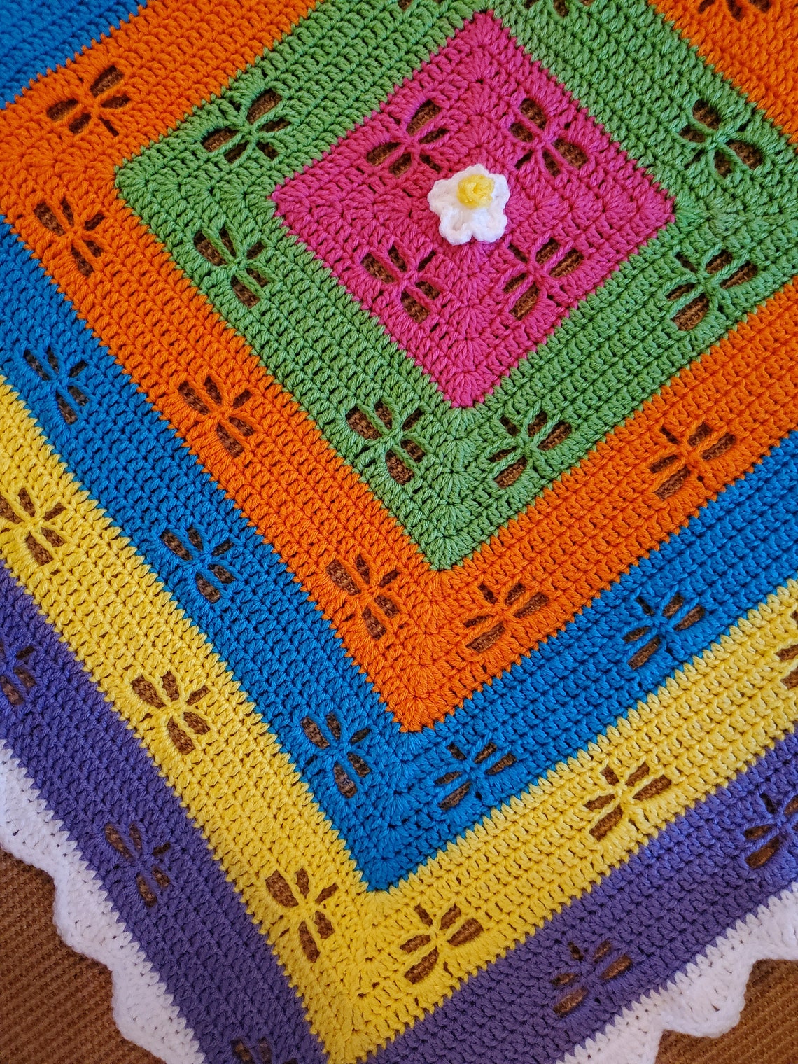 Handmade Crochet dragonfly Squared Baby Blanket - Etsy
