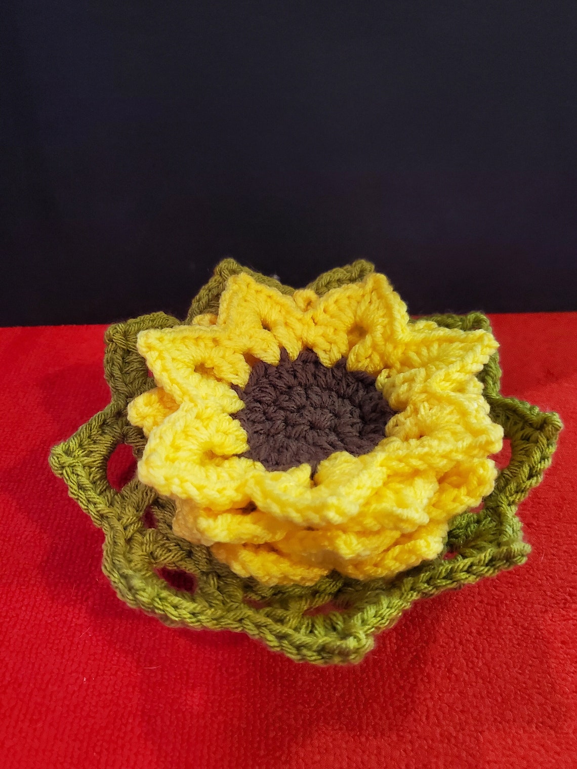 Handmade Crochet Sunflower Bloom Coaster Set - Etsy