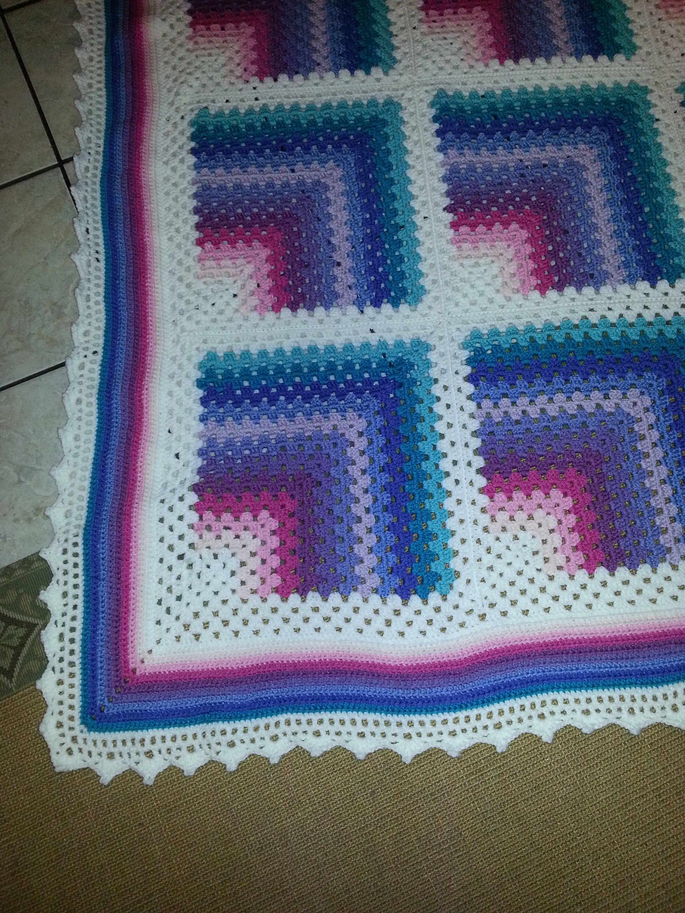 Handmade Crochet Pastel Mitered Granny Square Throw Afghan Blanket - Etsy