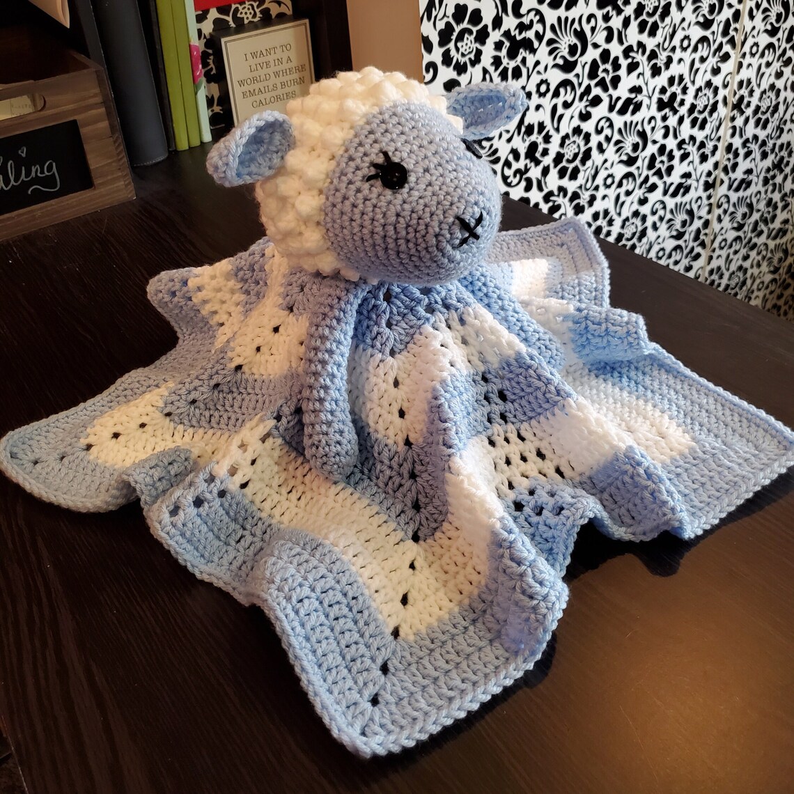 Handmade Crochet Blue Lamb Lovey Security Blanket - Etsy
