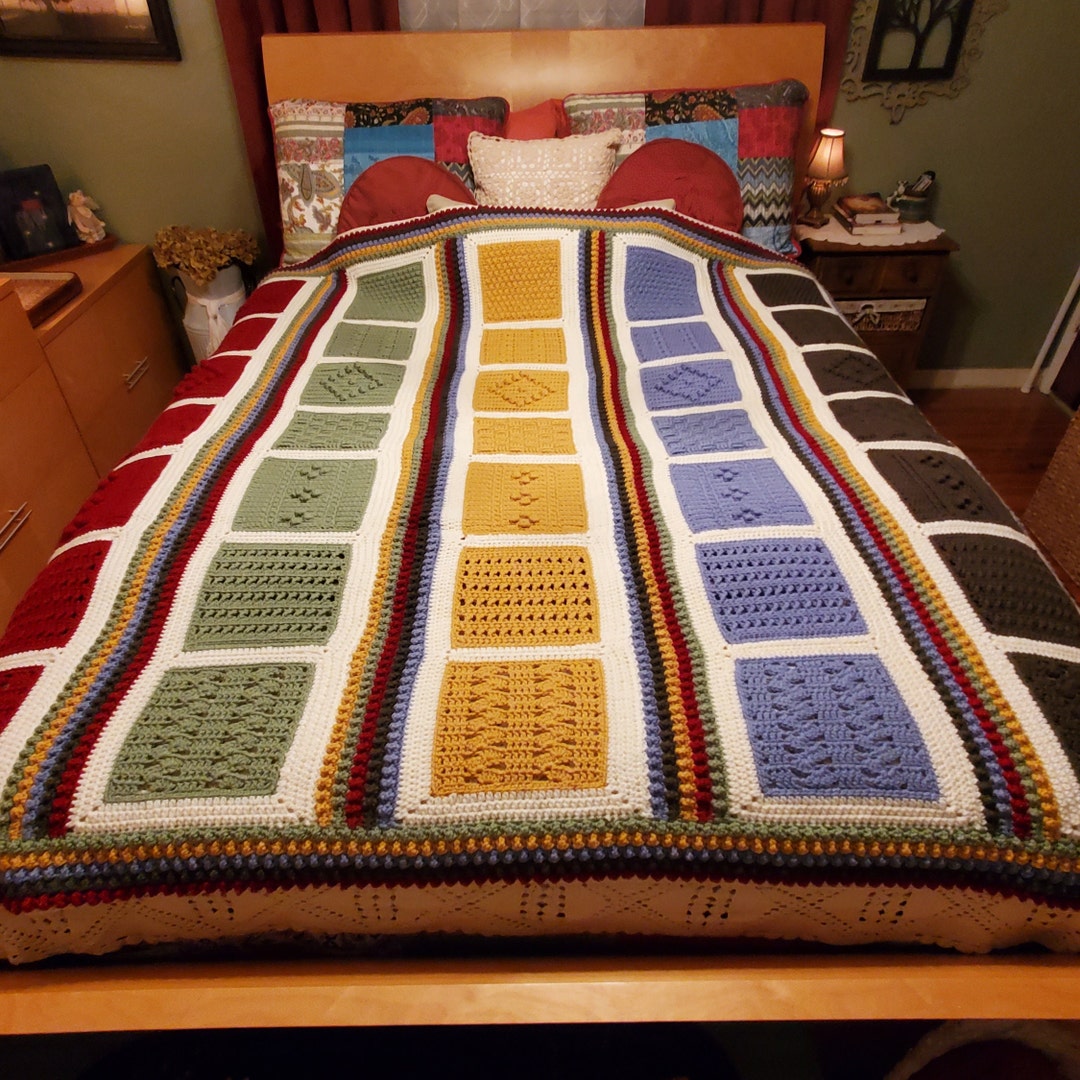 Handmade Crochet Super Sampler Block Throw Afghan Blanket - Etsy