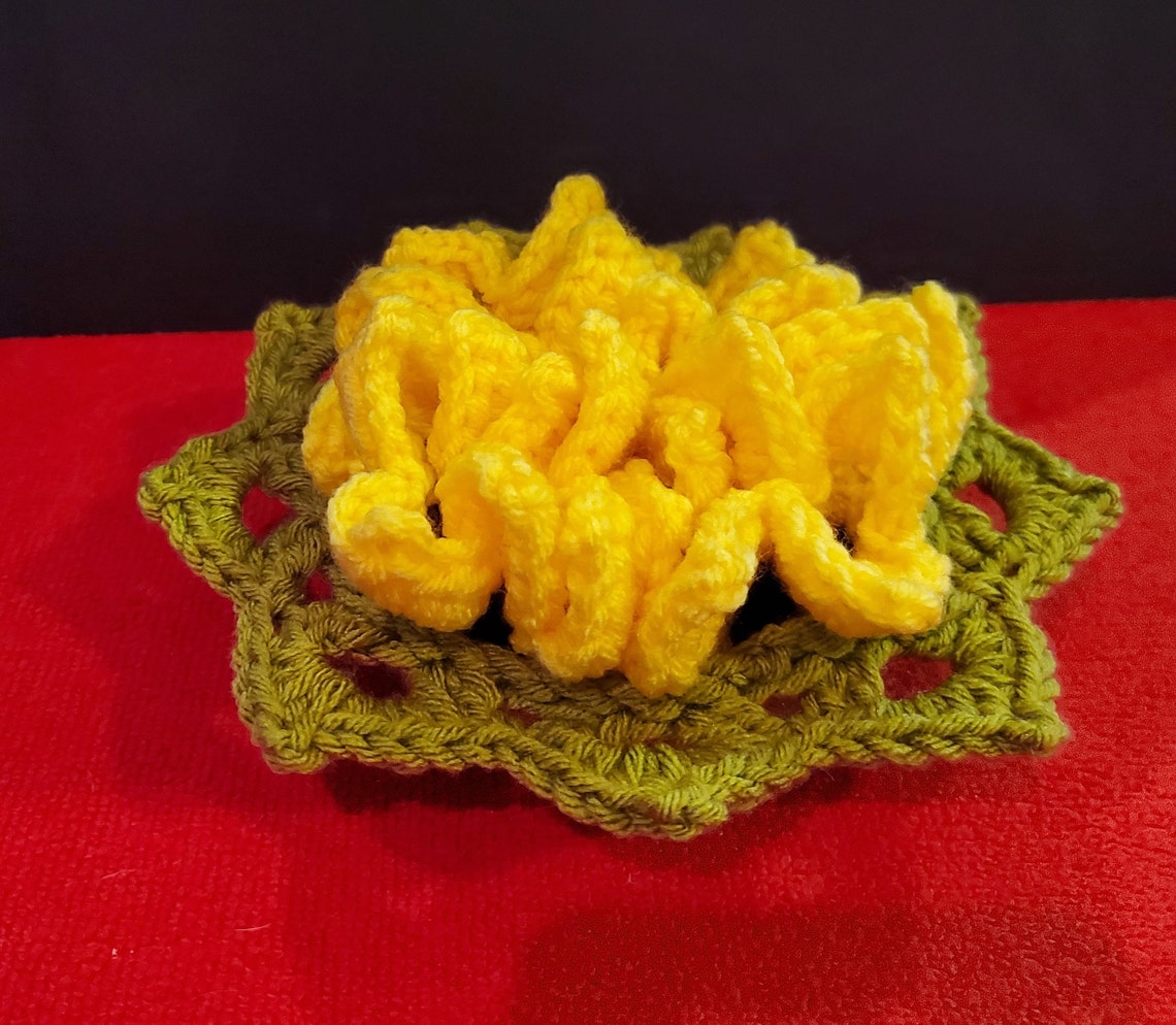 Handmade Crochet Sunflower Bloom Coaster Set - Etsy