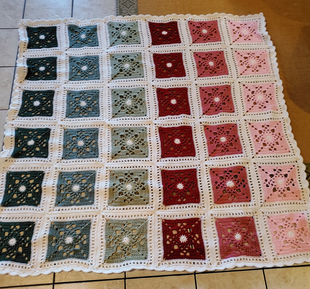 Handmade Crochet Victorian Lace Blocks Throw Afghan Blanket - Etsy