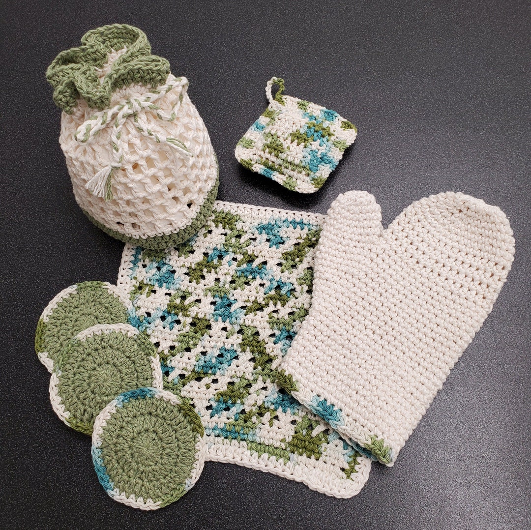 Conjunto de spa de 7 piezas de ganchillo hecho a mano 100% algodón y ...