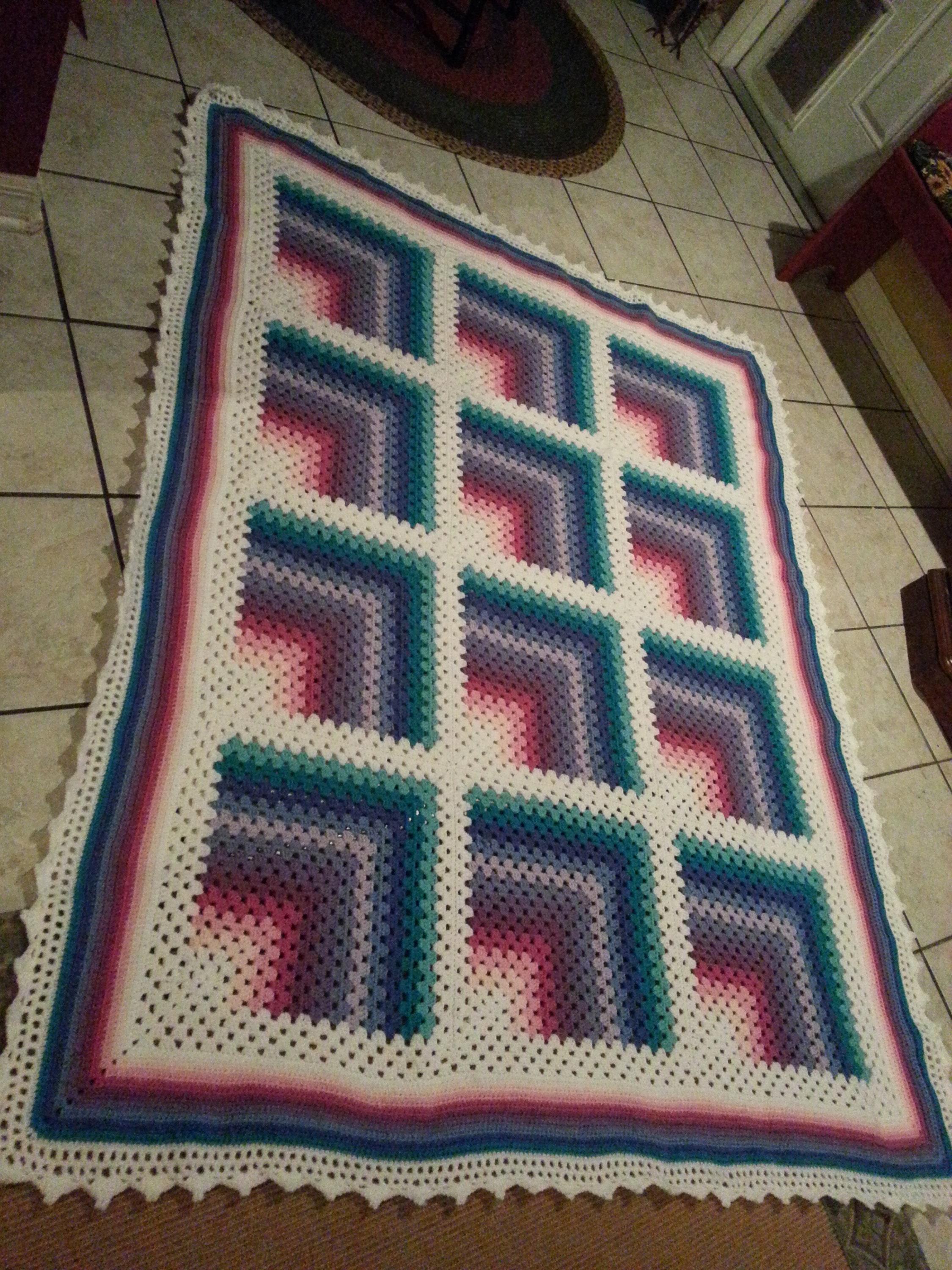 Handmade Crochet Pastel Mitered Granny Square Throw Afghan Blanket - Etsy