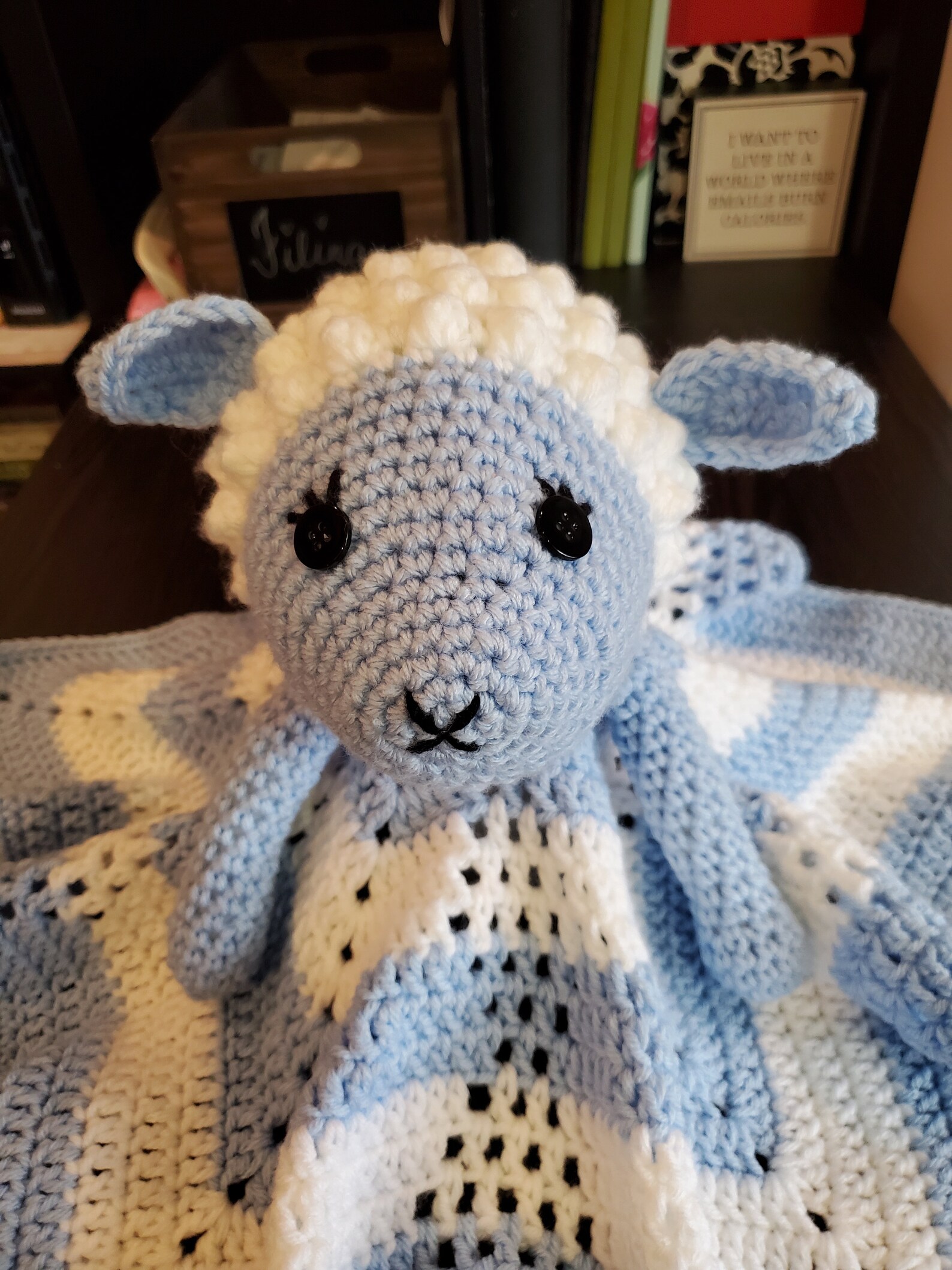 Handmade Crochet Blue Lamb Lovey Security Blanket - Etsy