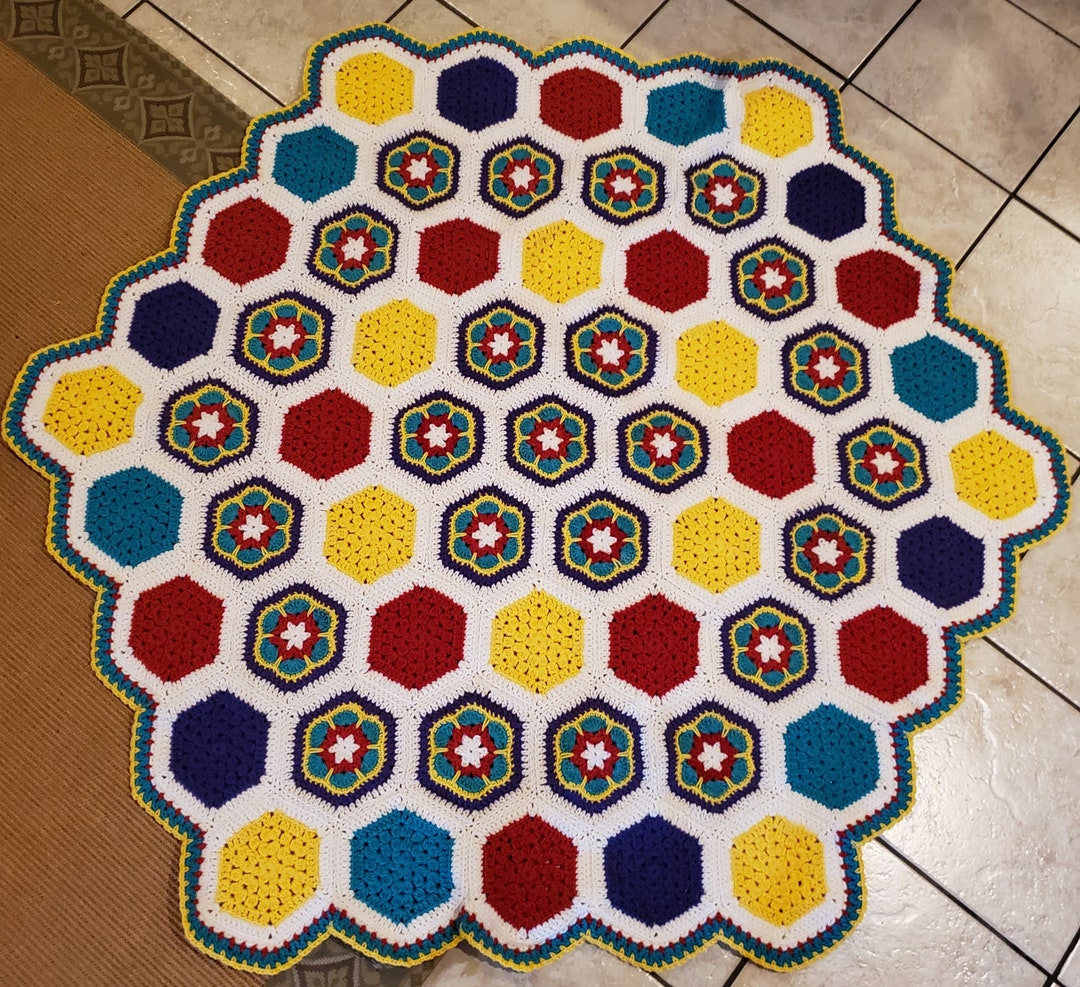 Handmade Crochet African Violet Hexagon Throw Afghan Blanket - Etsy