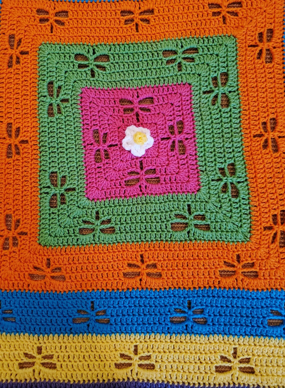 Handmade Crochet Dragonfly Squared Baby Blanket - Etsy