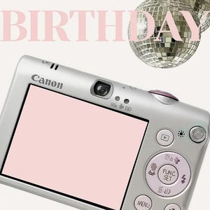 Retro Camera Birthday Card Template: Chic Disco Ball Design (canva ...