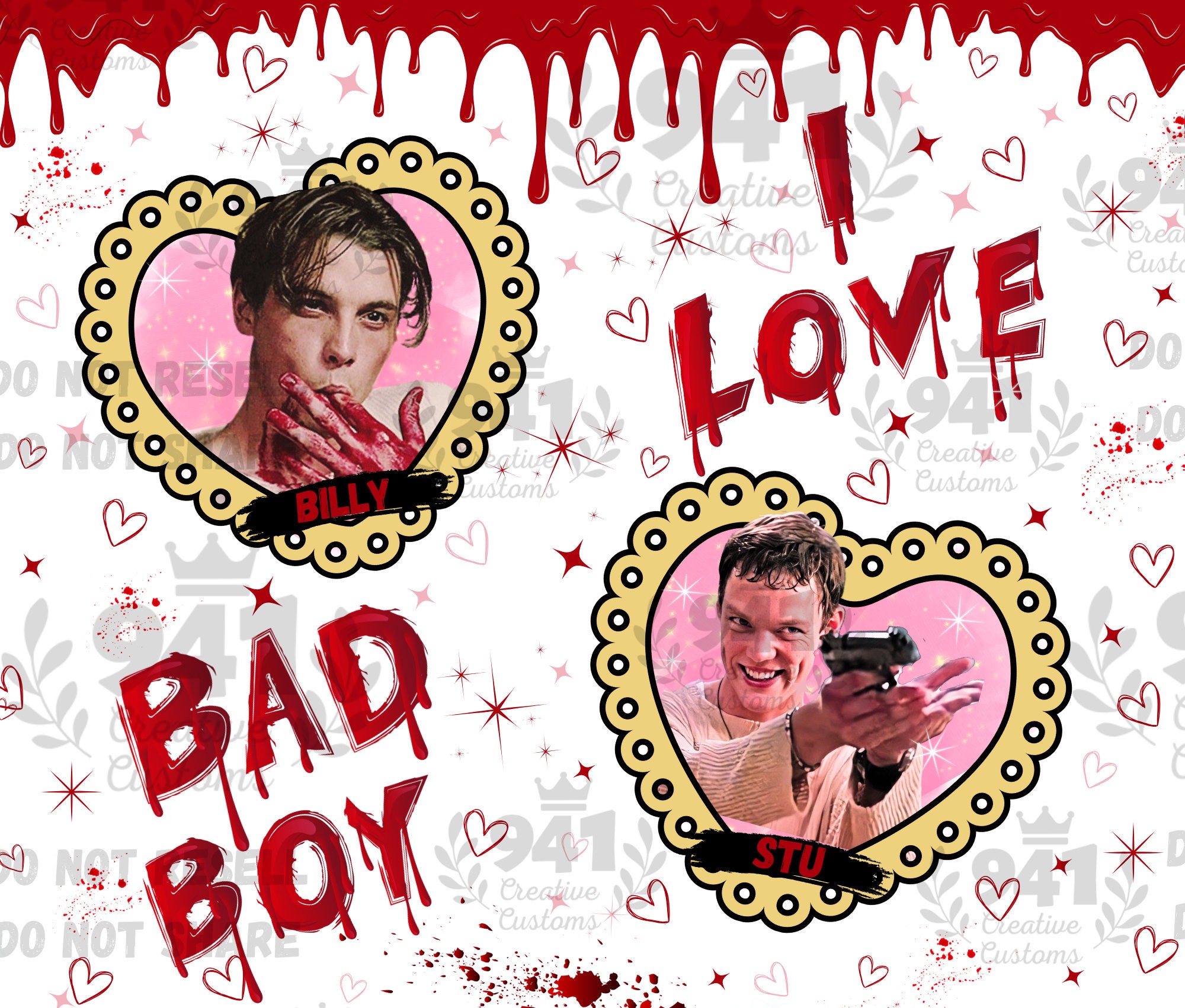 Scream Billy and Stu I Love Boys Png File for 20 Oz Tumblers - Etsy