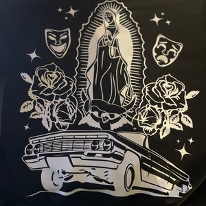 Low Rider and Virgin Mary With Flowers Hoodie - Etsy