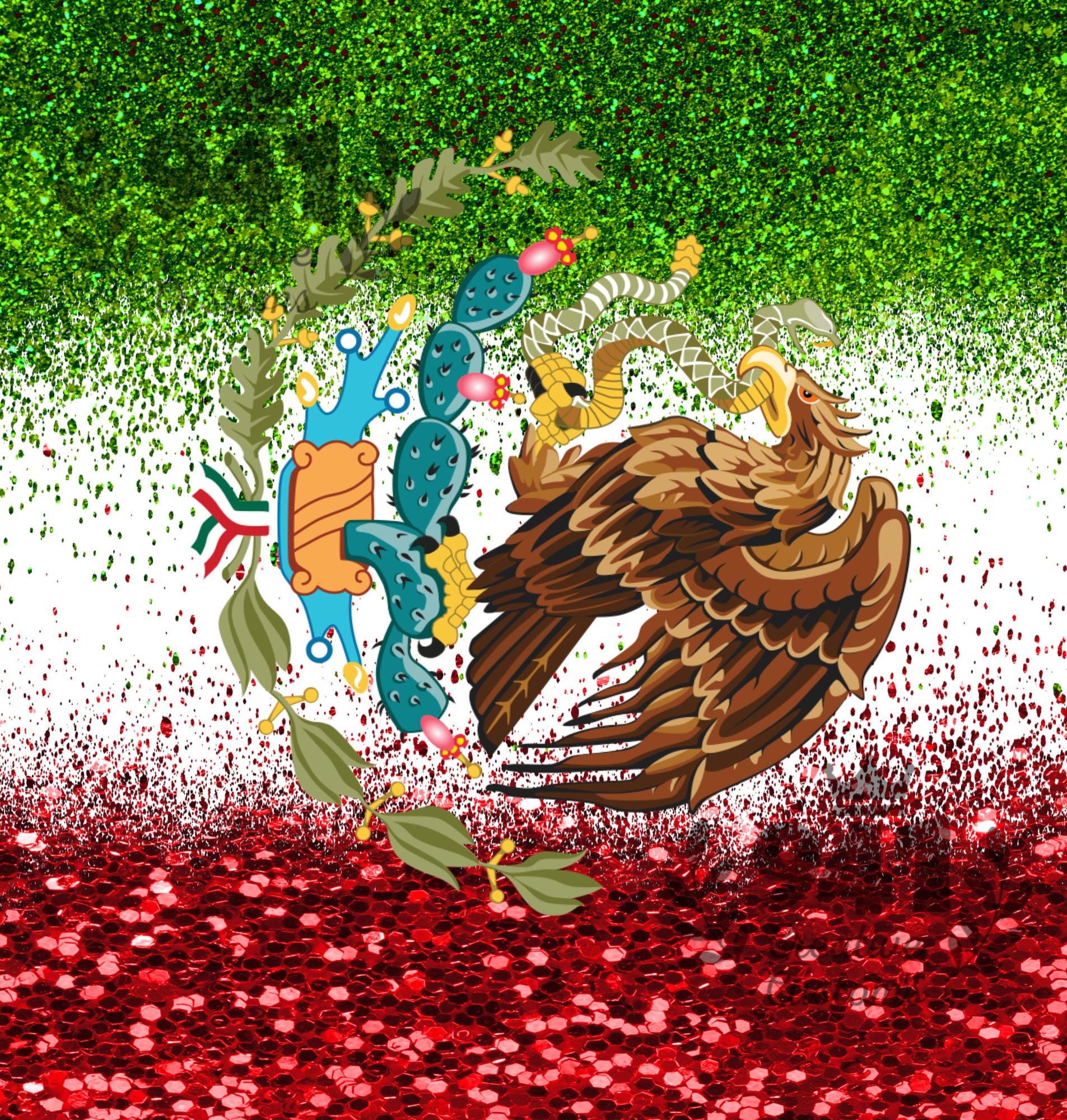 Glittered Mexican Flag Sublimation Tumbler Wrap for 20 Oz Straight - Etsy