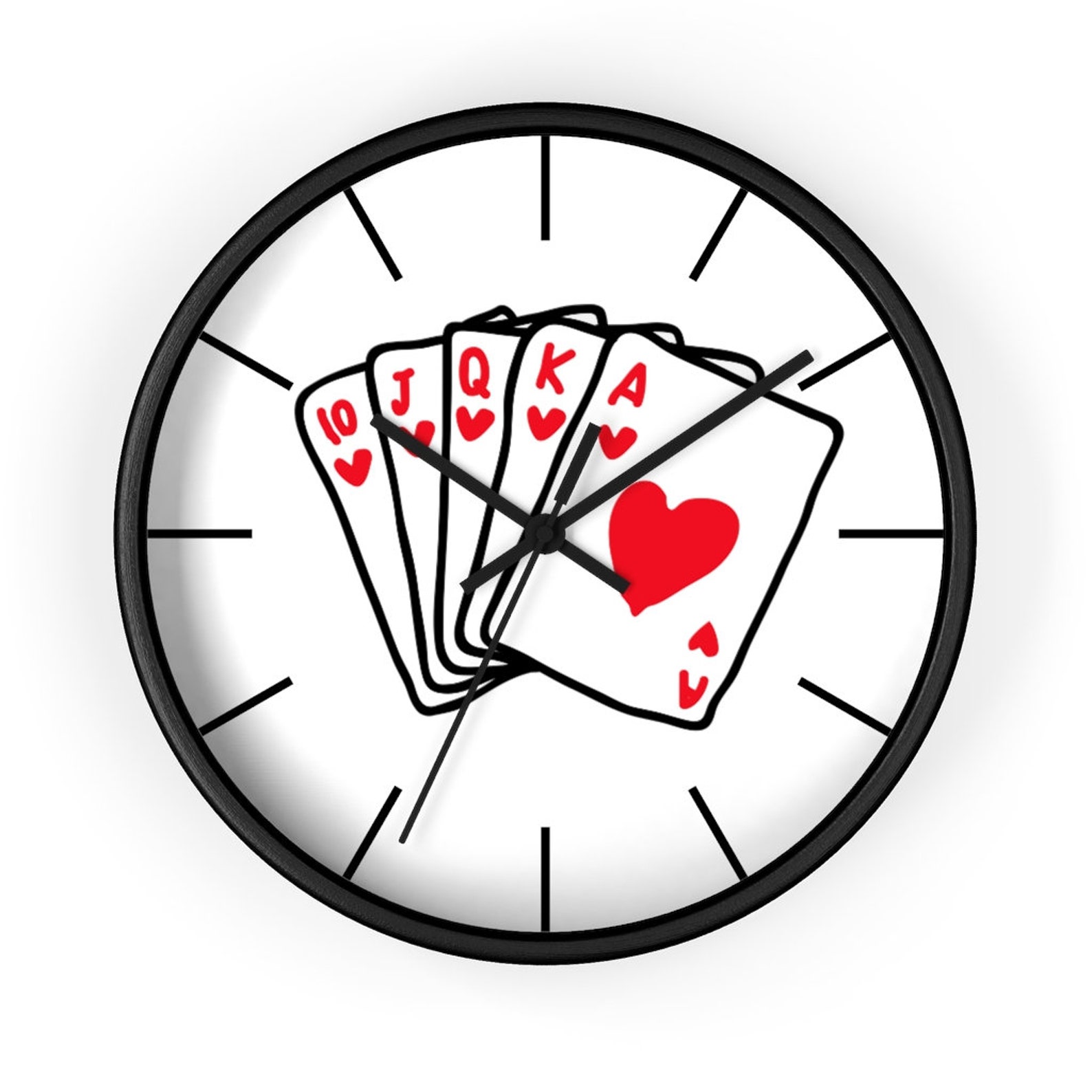 Poker wall clock 10 royal flush texas hold'em | Etsy