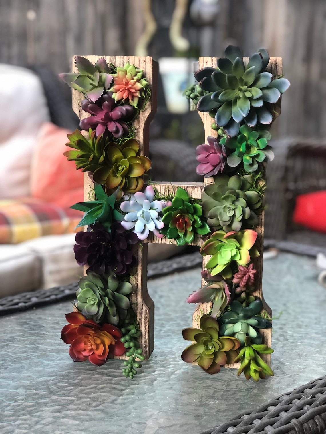 A-Z Monogram Succulent Letter Craft Wall Succulent Wall Art Faux ...