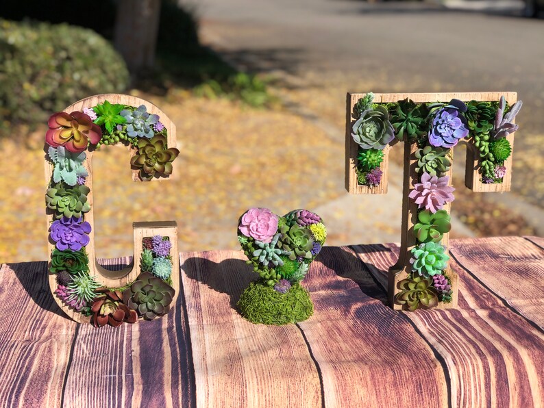 A-Z Monogram Succulent Letter Craft Wall Succulent Wall Art Faux ...