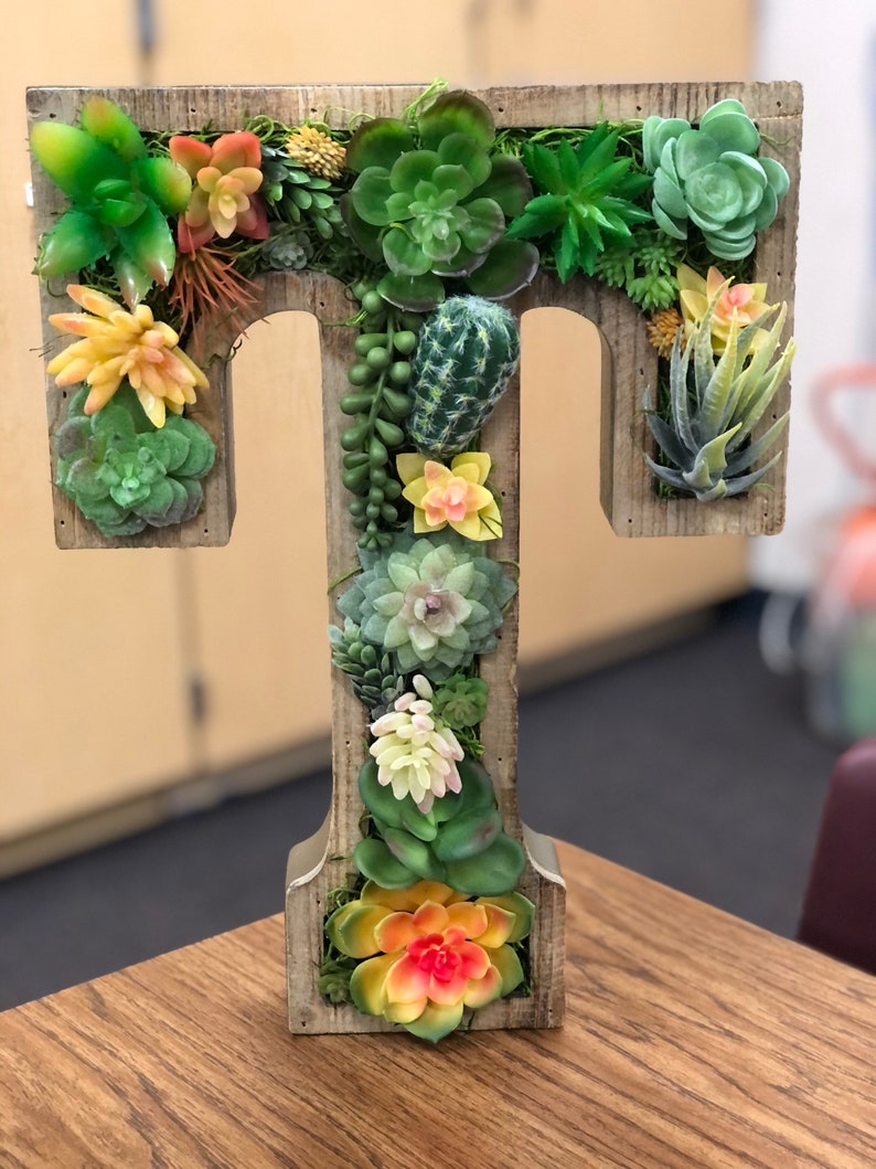 A-Z Monogram Succulent Letter Craft Wall Succulent Wall Art Faux ...