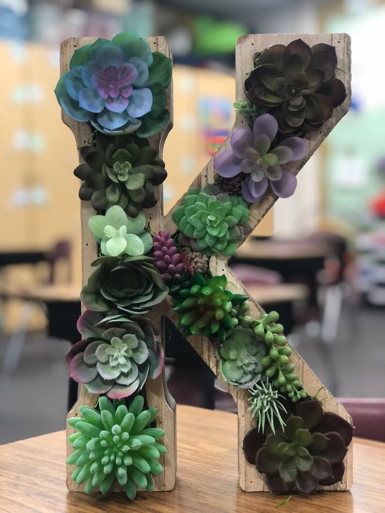 A-Z Monogram Succulent Letter Craft Wall Succulent Wall Art Faux ...