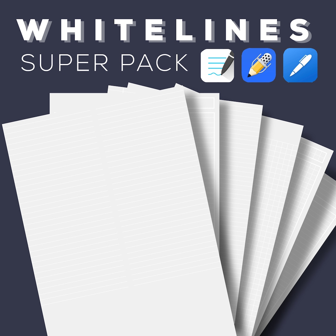 75 Whitelines for Goodnotes, Notability, Noteshelf Templates | A4 Lines ...