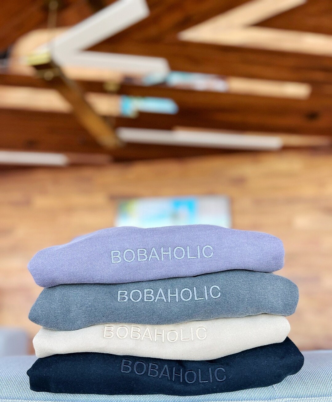 Embroidered Bobaholic Monochrome Crewneck Sweatshirts - Etsy