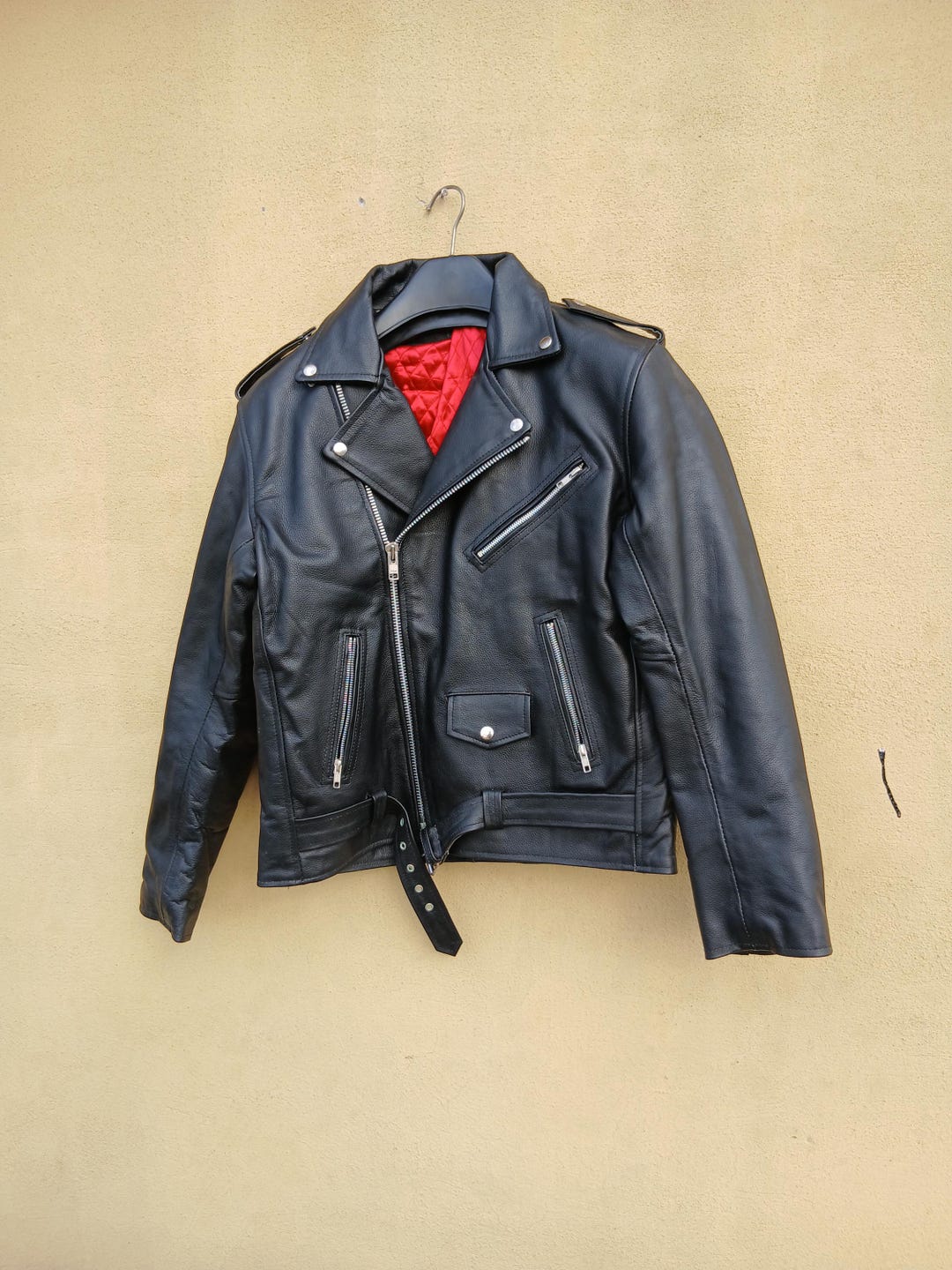Terminator Leather Jacket | Arnold Schwarzenegger Biker Jacket | Black ...