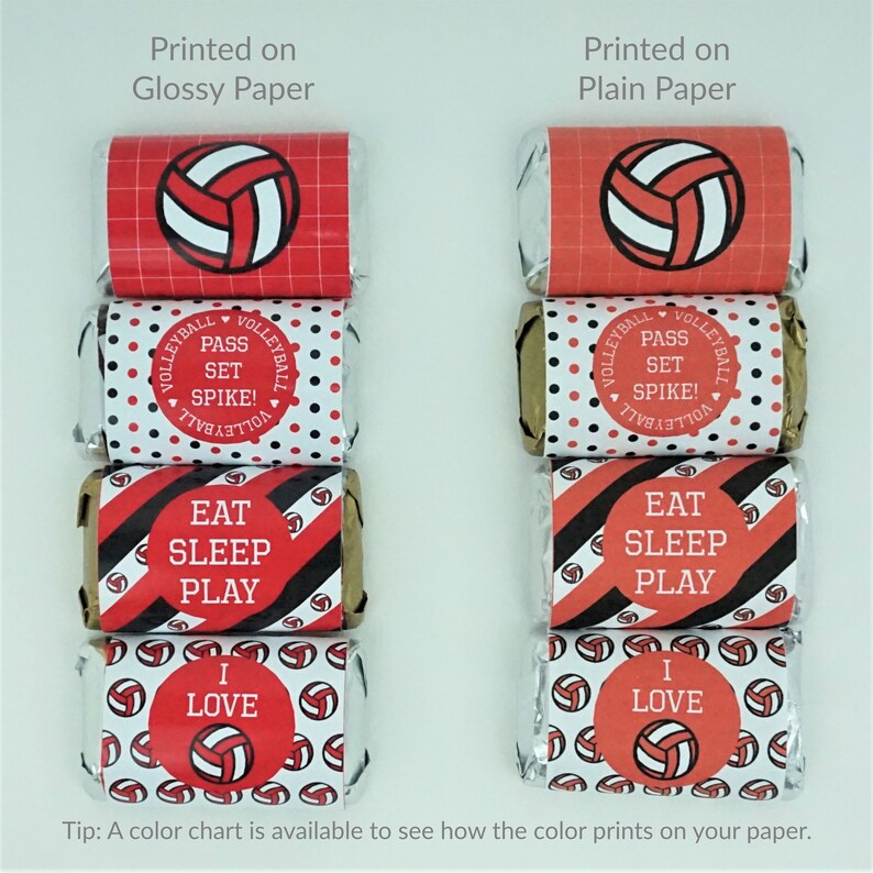 Volleyball Candy Bar Wrappers Color Red, Instant Digital Download ...