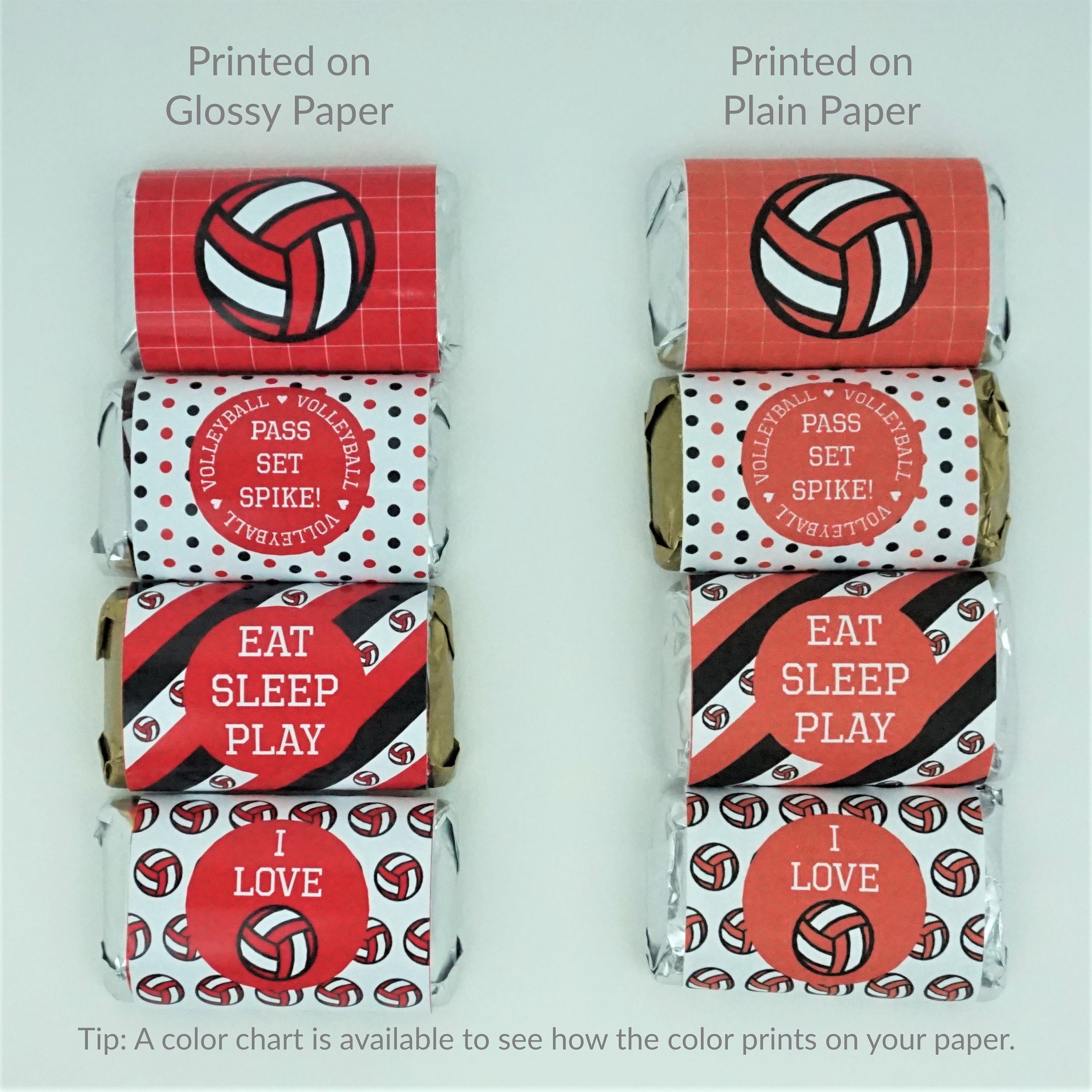 Volleyball Candy Bar Wrappers Color Red, Instant Digital Download ...