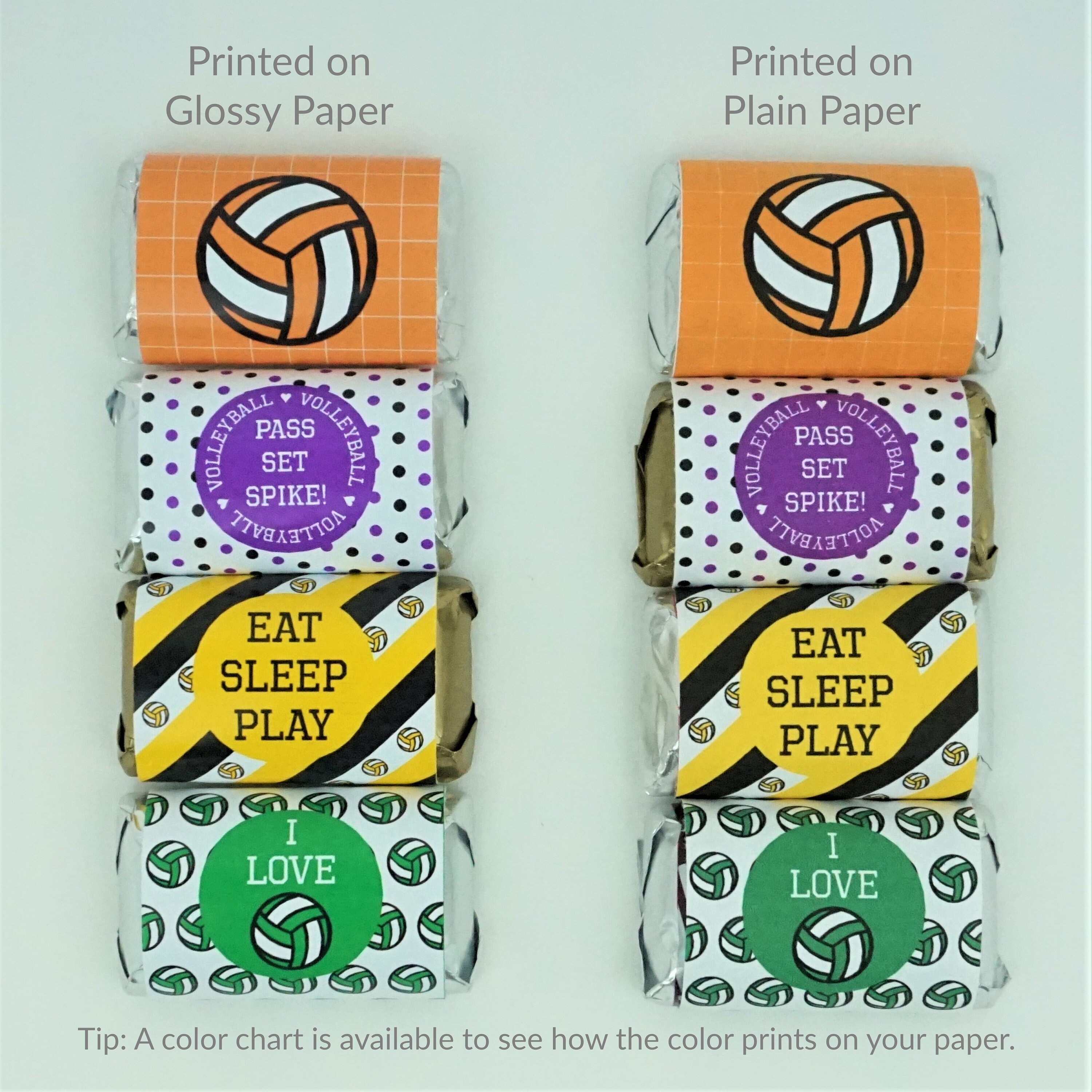 Custom Color Volleyball Candy Bar Wrappers, Digital Download ...