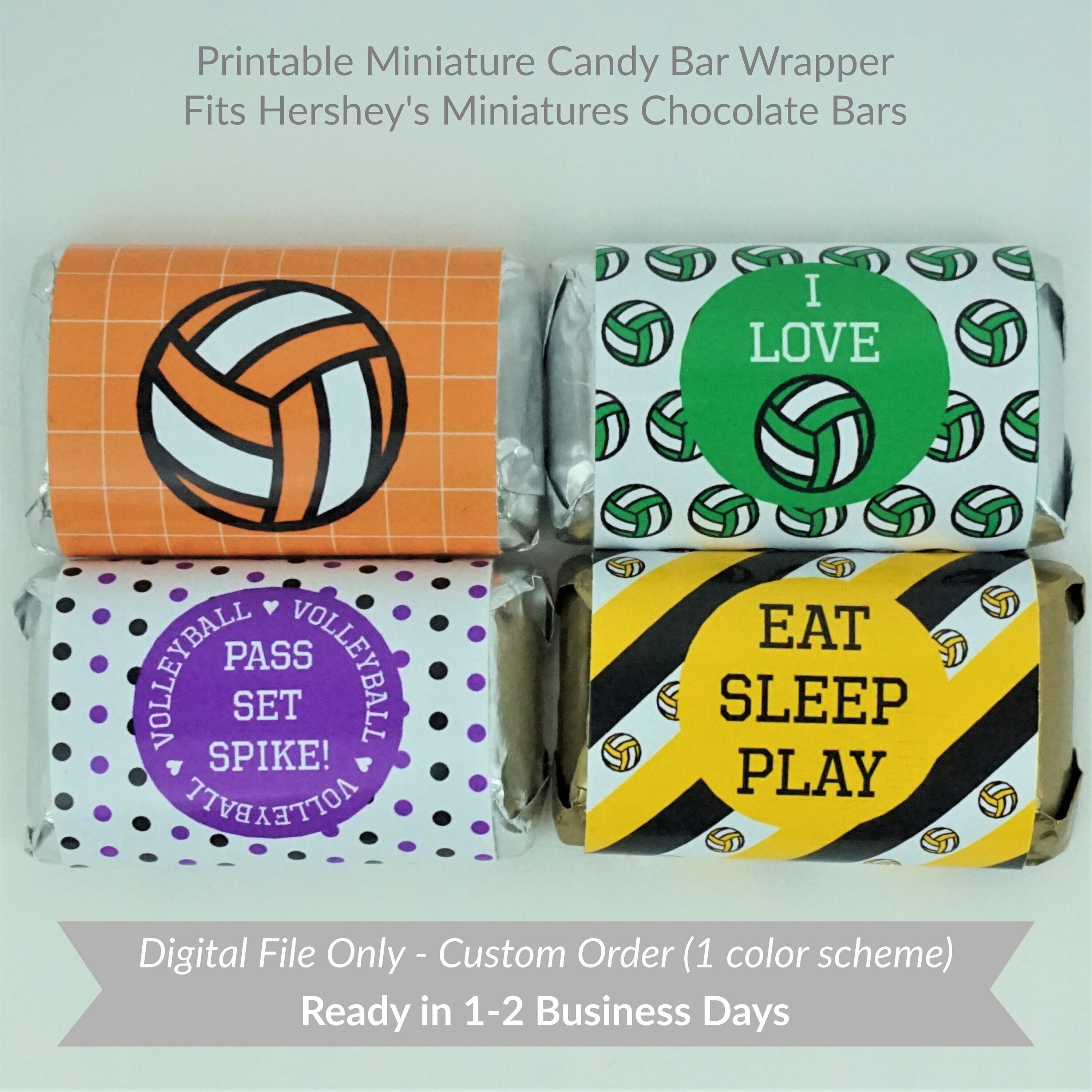 Custom Color Volleyball Candy Bar Wrappers, Digital Download ...