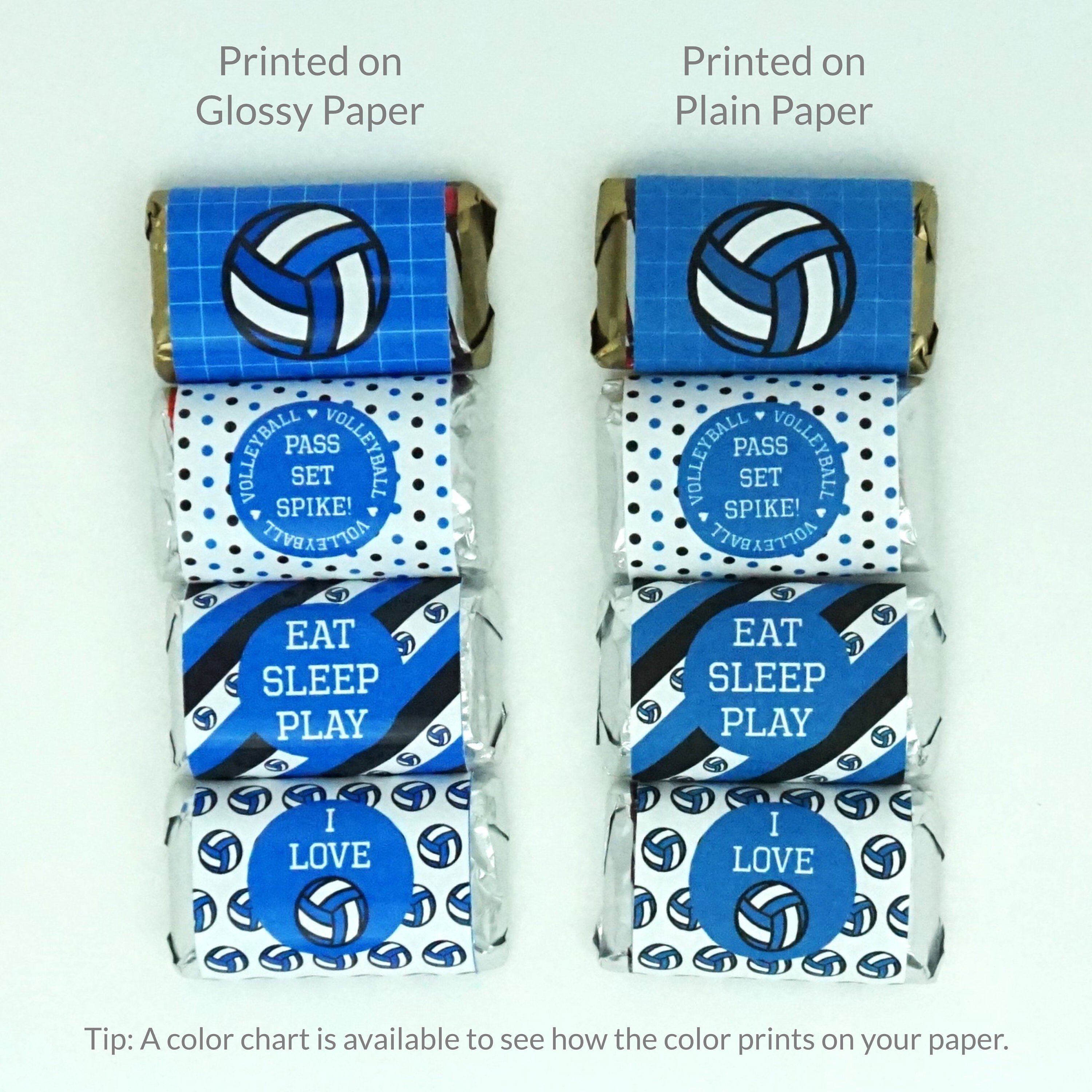 Volleyball Candy Bar Wrappers Color Blue Instant Digital - Etsy