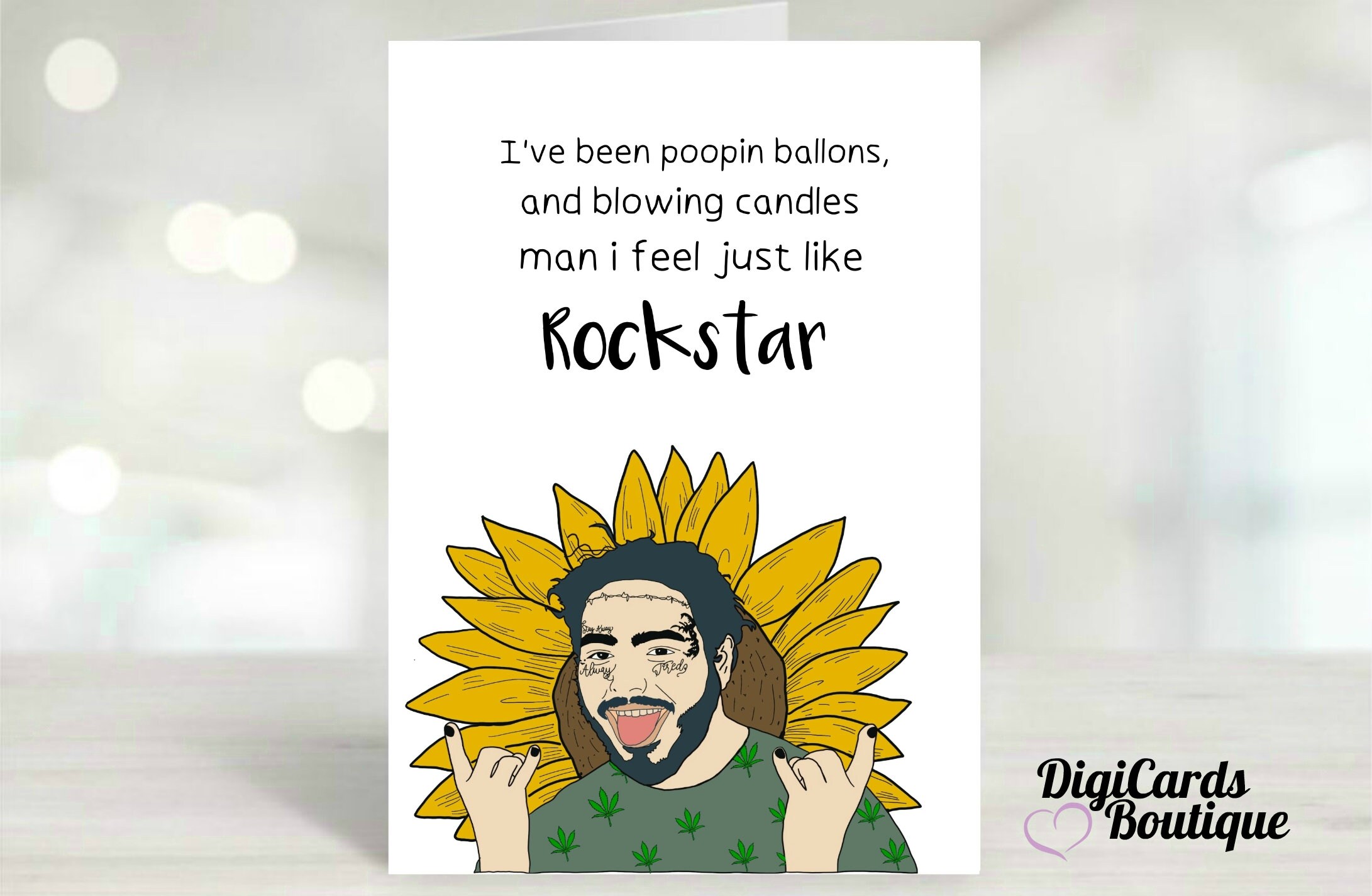 Post Malone Birthday Card Rockstar Birthday Card Gift for | Etsy
