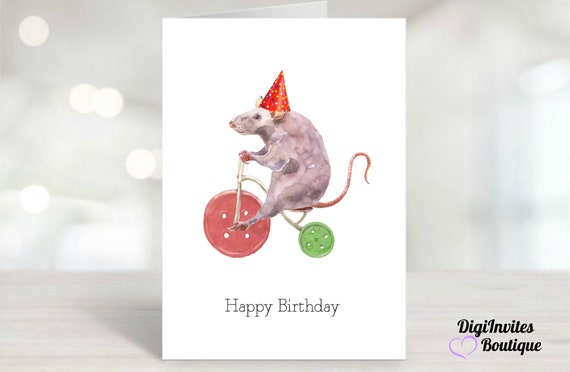 Blank Cards Rat Greeting Card Year of the Rat Funny Rat Birthday Card ...