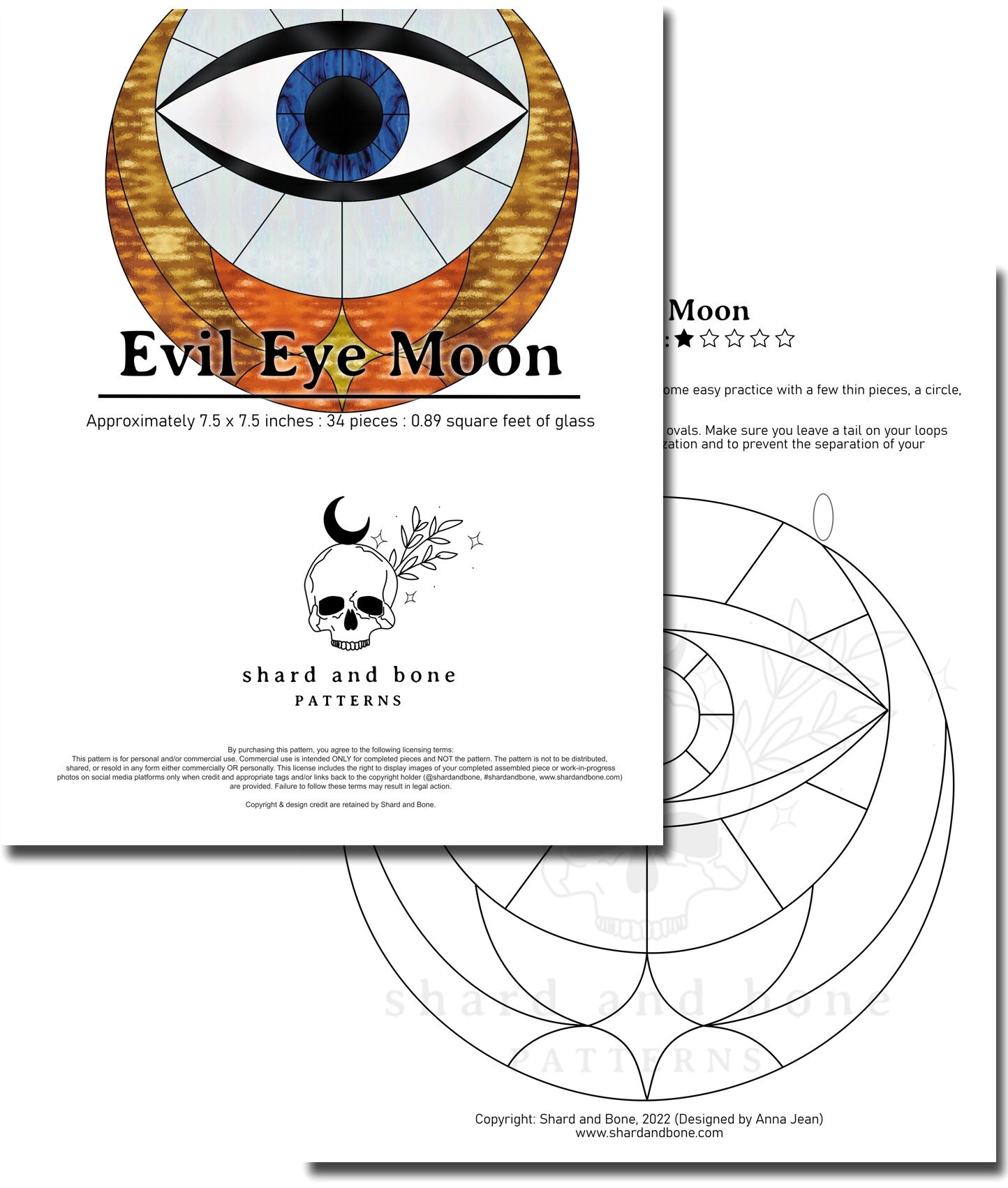 Evil Eye Stained Moon Glass Pattern - Magical Witch Cottagecore ...
