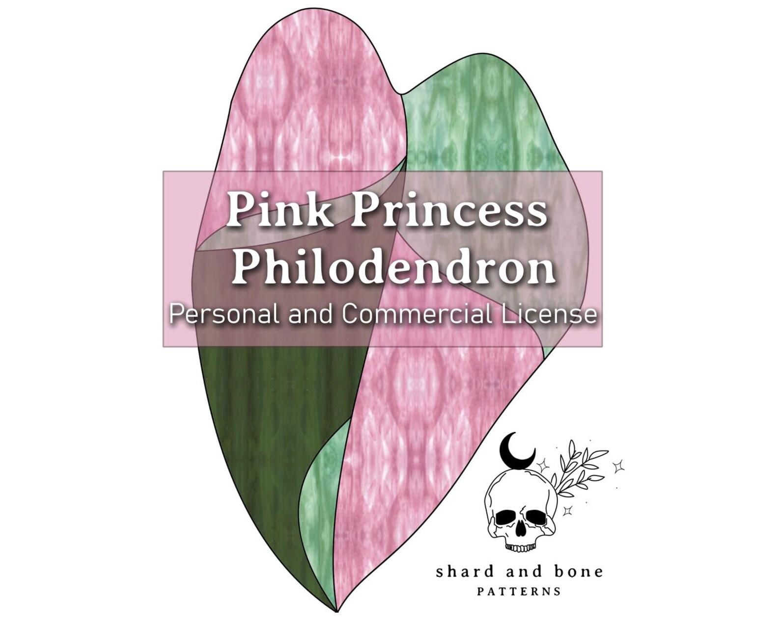 Pink Princess Philodendron Leaf Stained Glass Pattern - Two Sizes ...