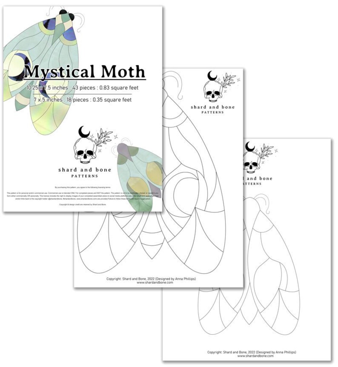 Marvelous Moths Stained Glass Patterns Six Patterns in One - Etsy