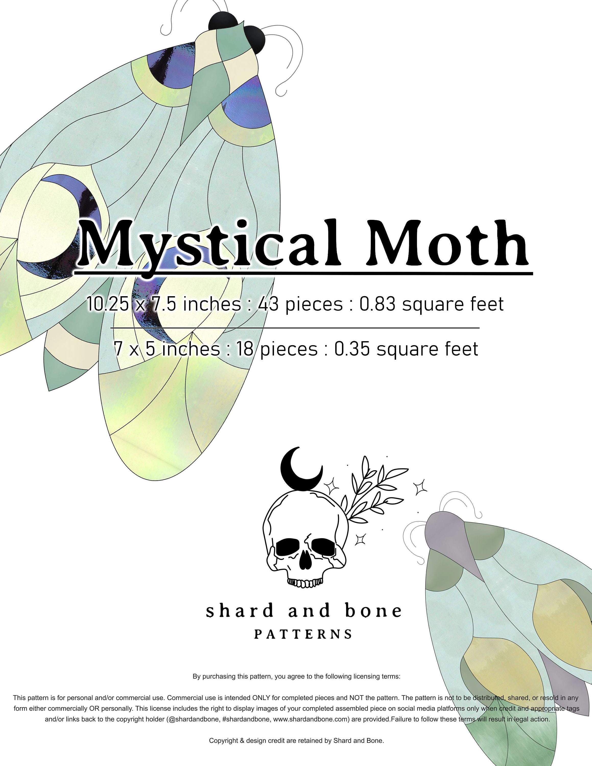 Mystical Moth Stained Glass Pattern - Witch Cottagecore - Two Patterns ...